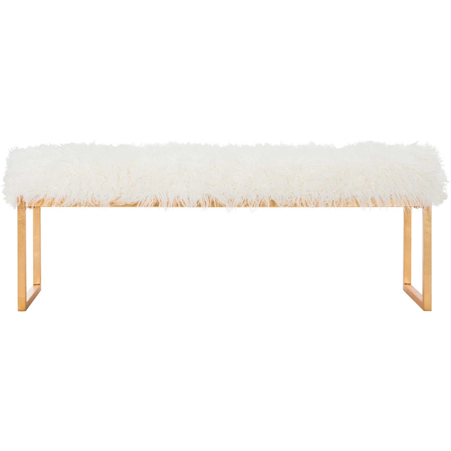 Ethiopia Faux Curly Sheepskin Bench White - Froy.com