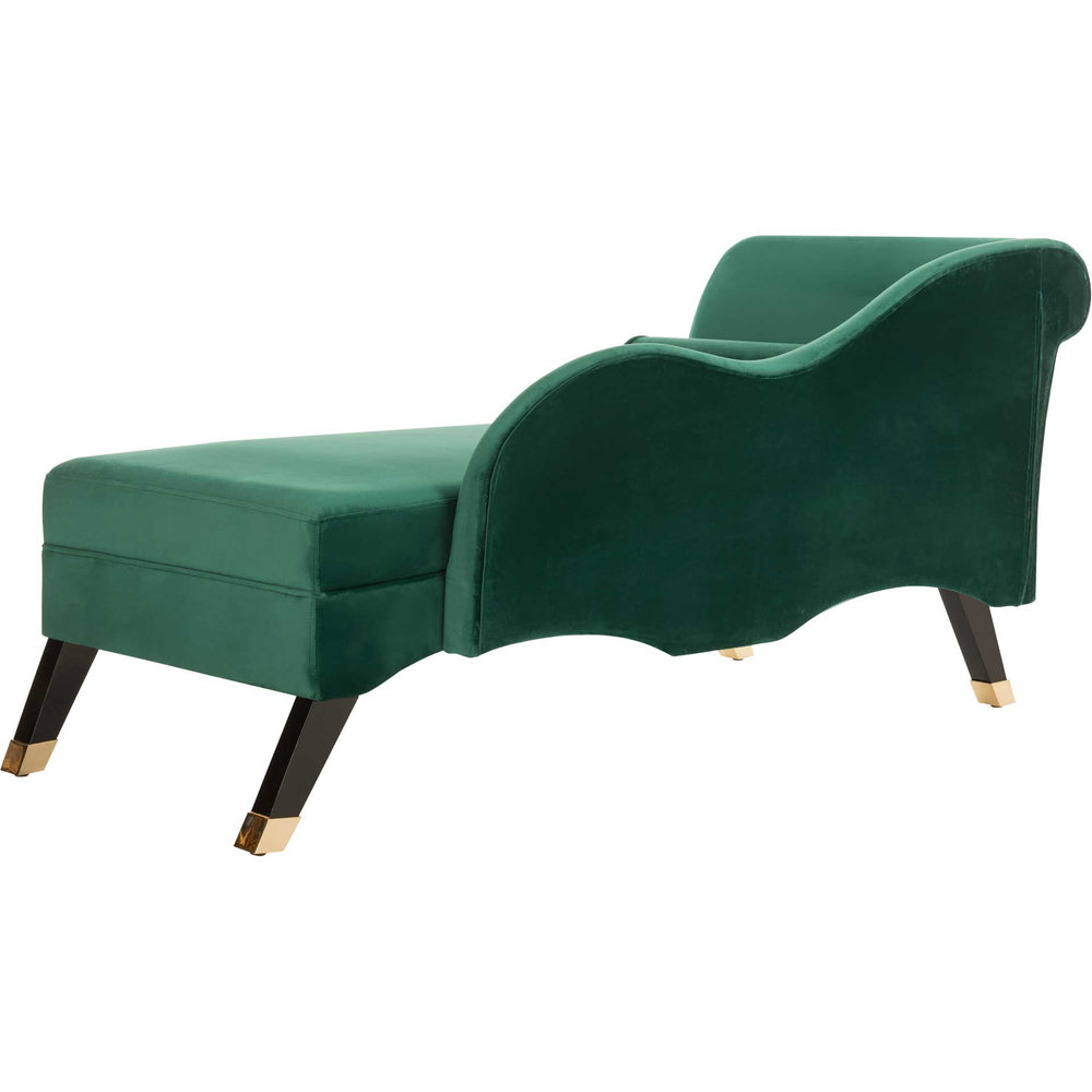 Camp Velvet Chaise With Pillow Emerald/Espresso - Froy.com