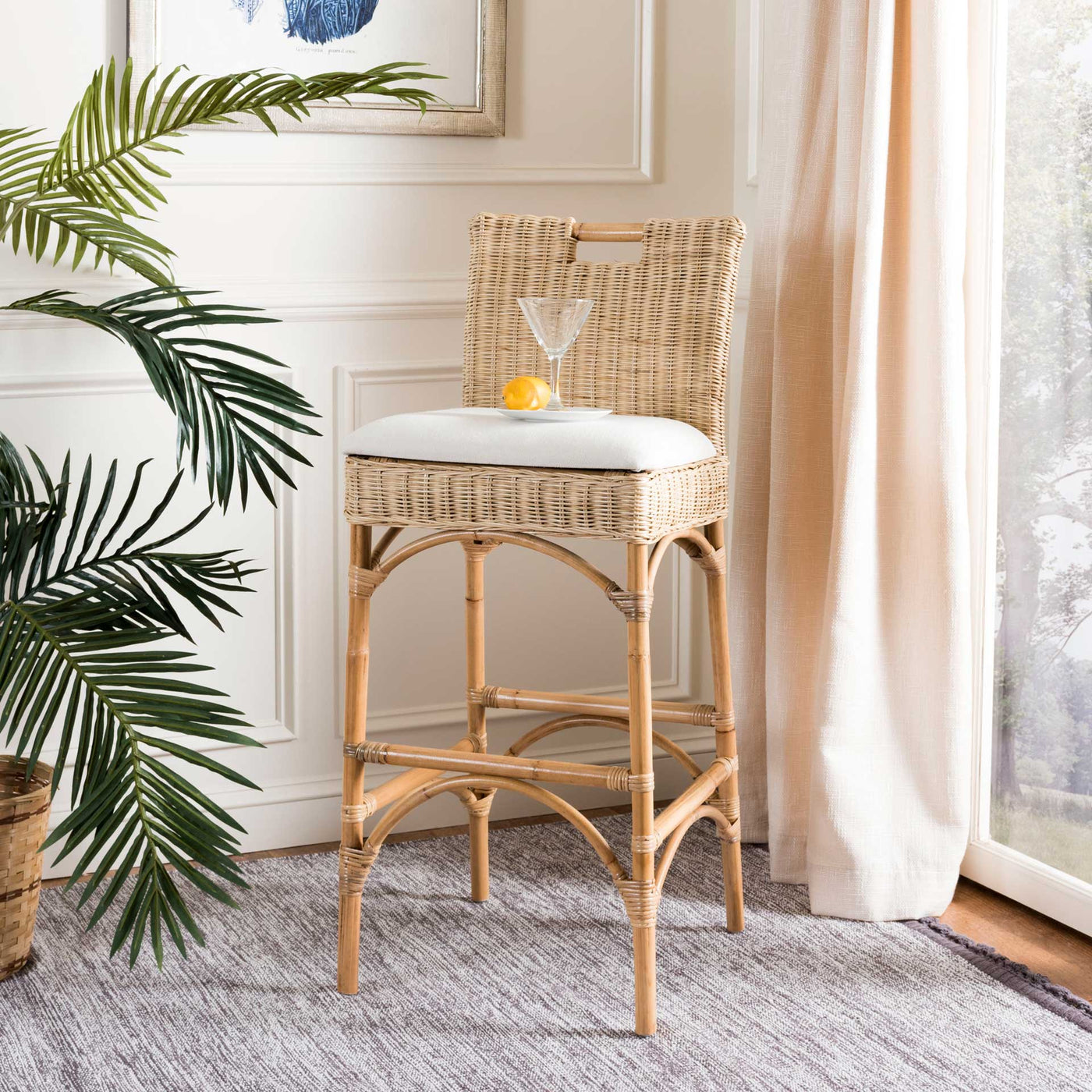 Freda Bar Stool Natural/Eggshell - Froy.com