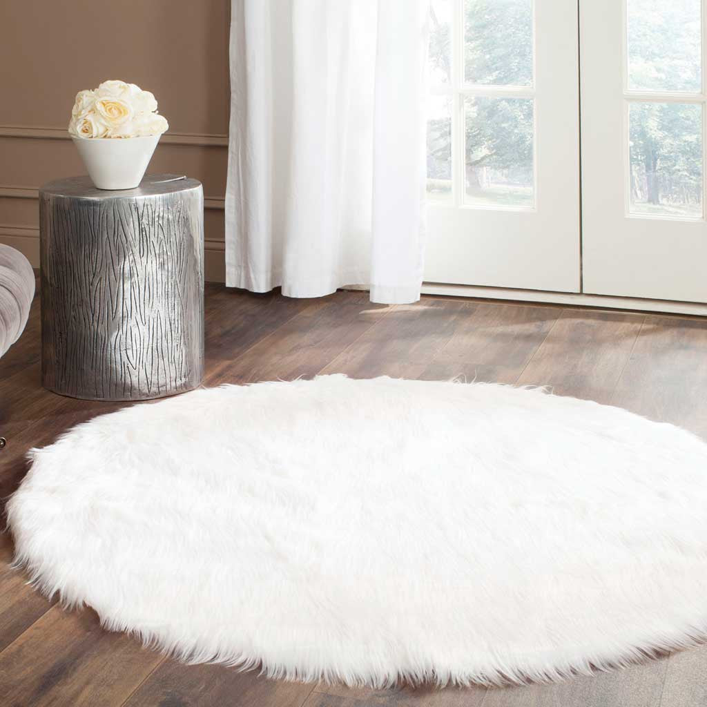 Faux Sheepskin Ivory Round Rug - Froy.com
