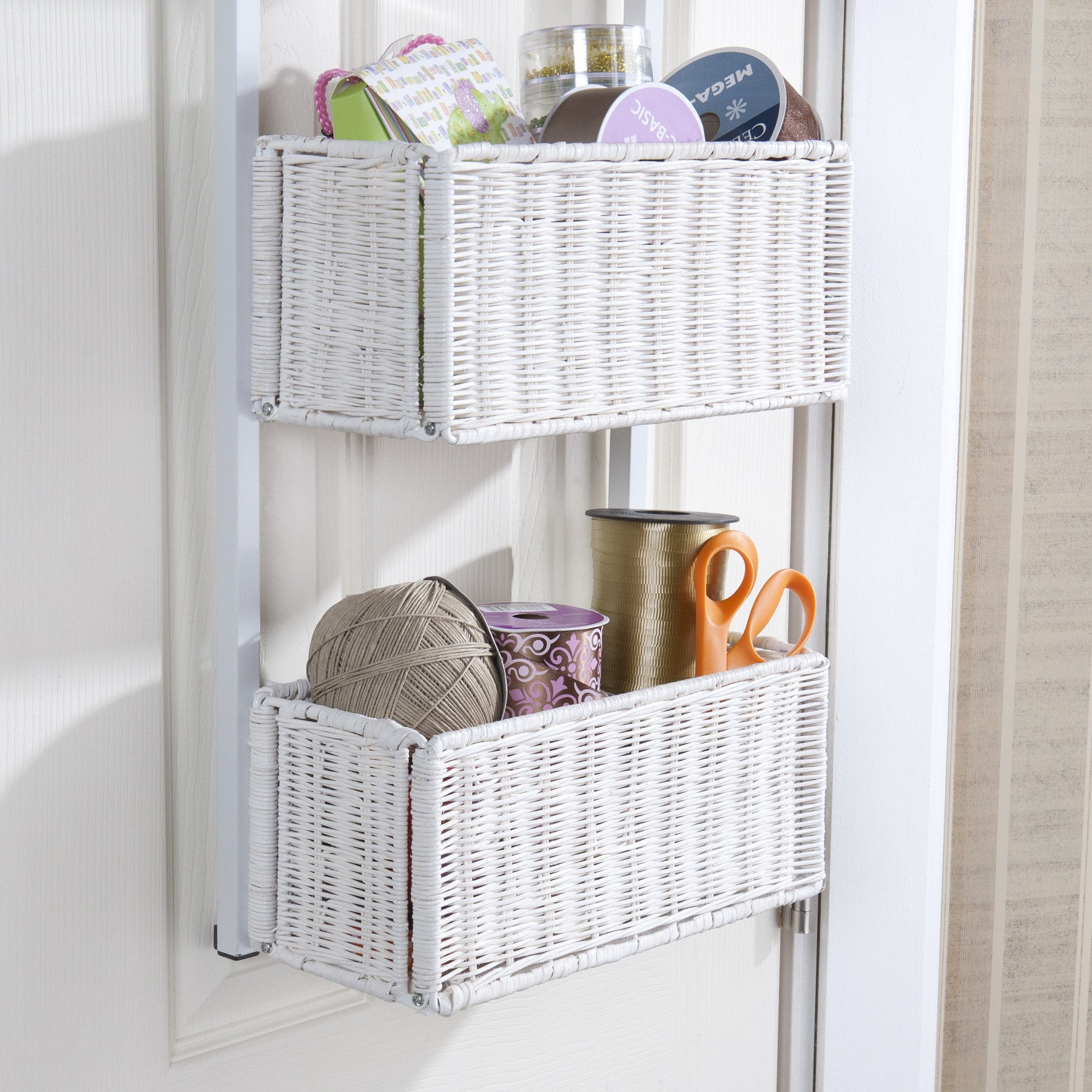 Over-The-Door 3-Tier Basket Storage White - Froy.com