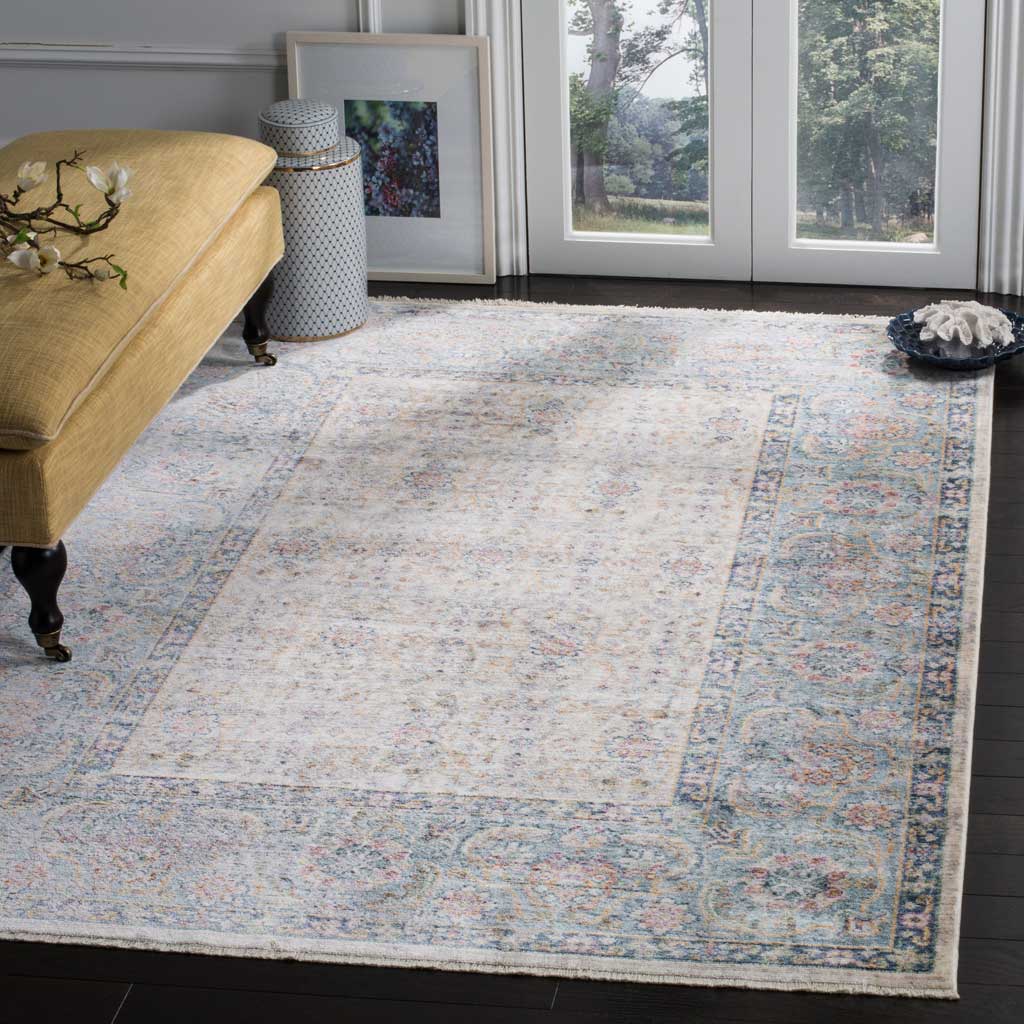 Illusion Cream/Light Blue Area Rug - Froy.com
