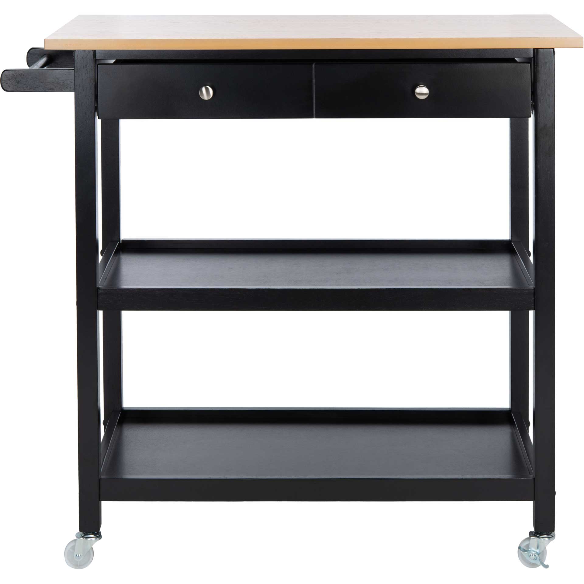 Coffe 2 Drawer 2 Shelf Kitchen Cart Natural/Matte Black - Froy.com