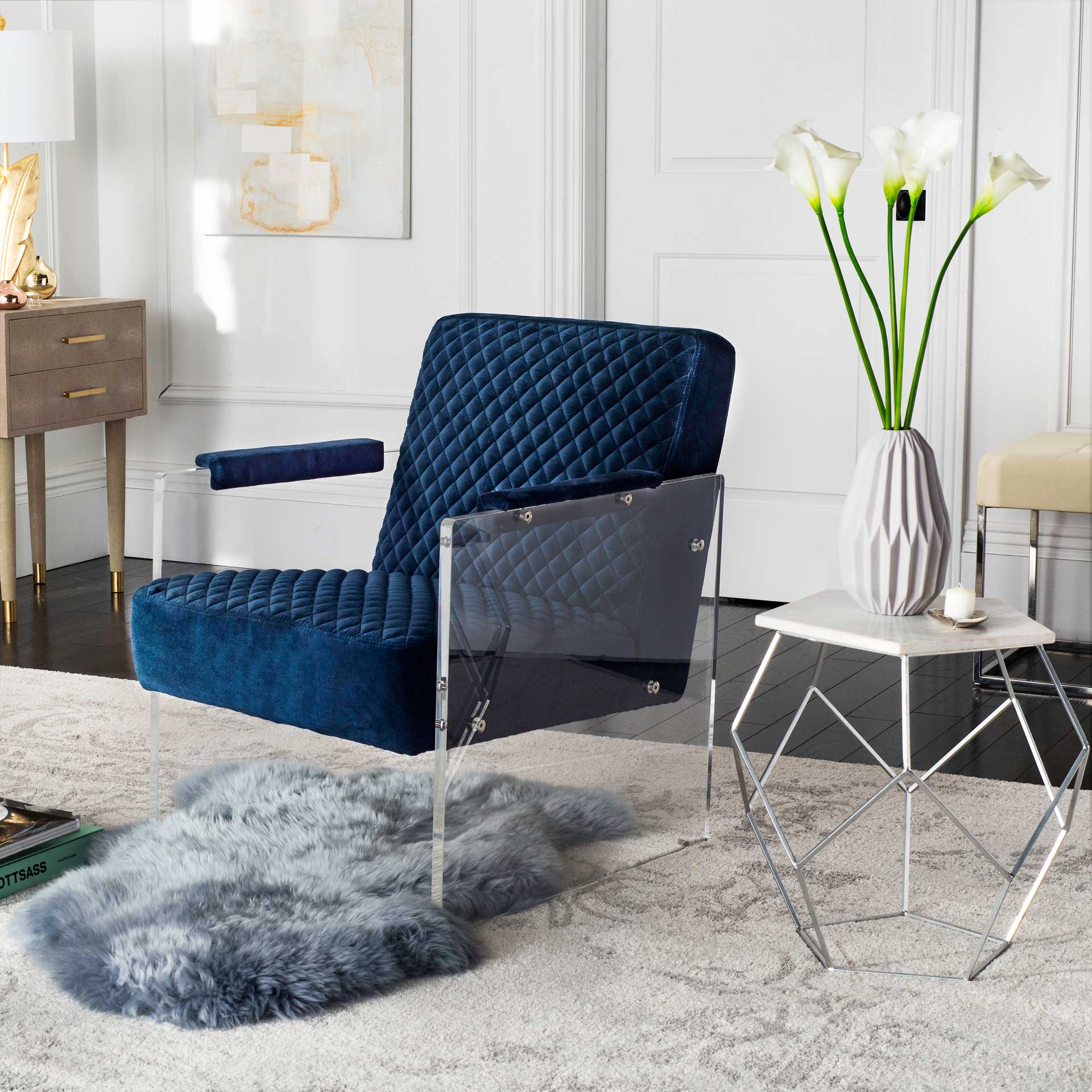 Maggie Acrylic Arm Chair Navy Blue - Froy.com