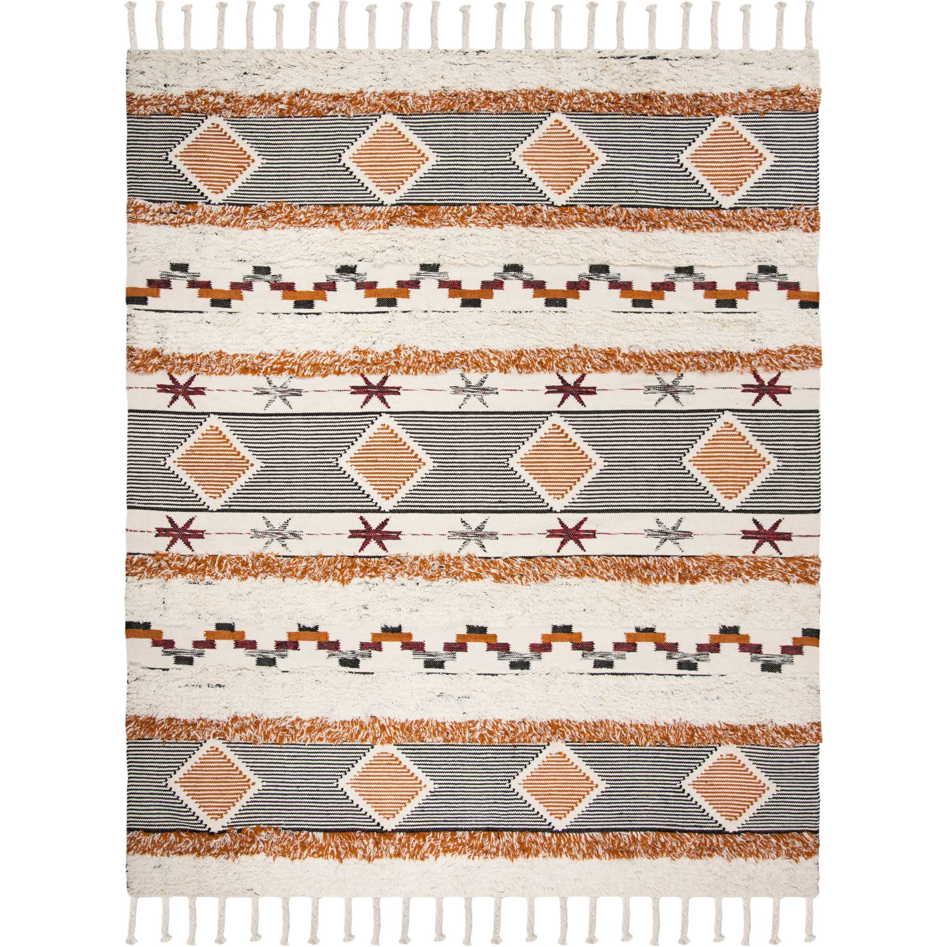 Kenya Ivory/Black/Orange Area Rug - Froy.com