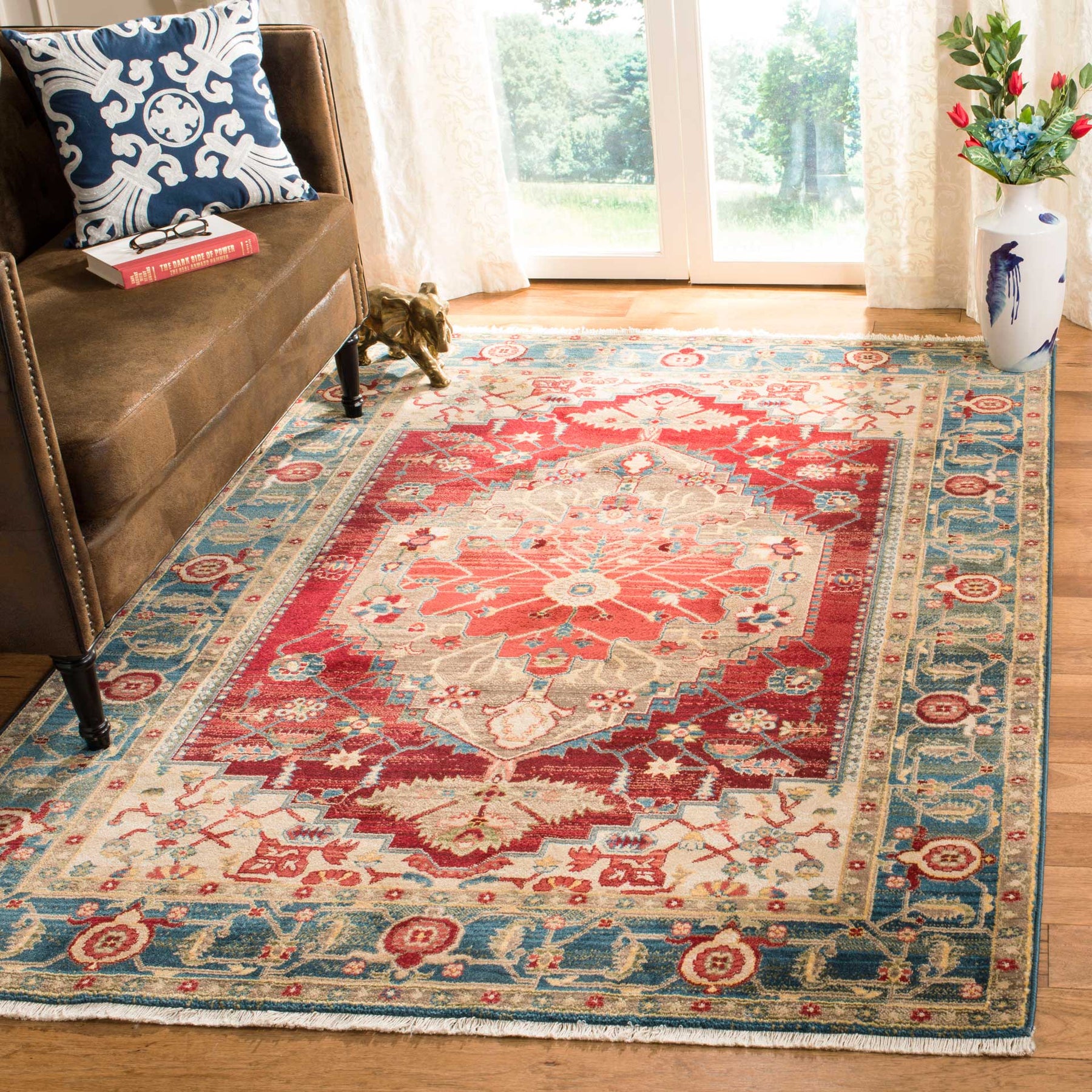 Kashan Blue/Red Area Rug - Froy.com
