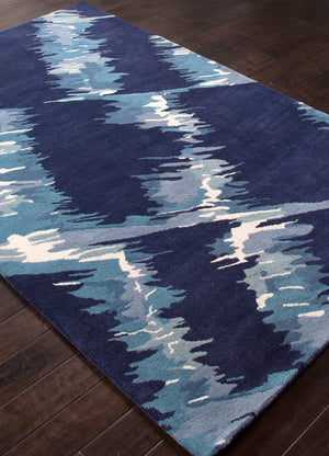 En Casa Waves Deep Navy/Ocean Blue Area Rug - Froy.com
