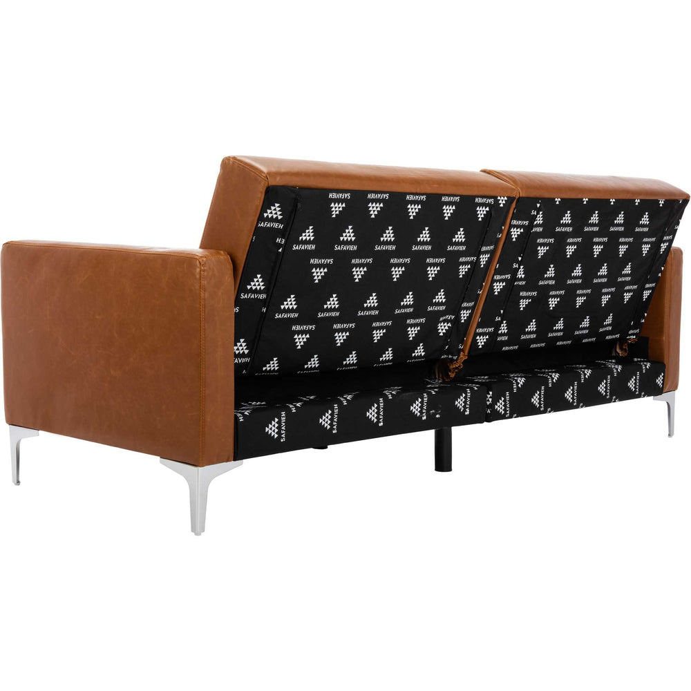 Charbel Foldable Futon Bed Cognac/Chrome - Froy.com