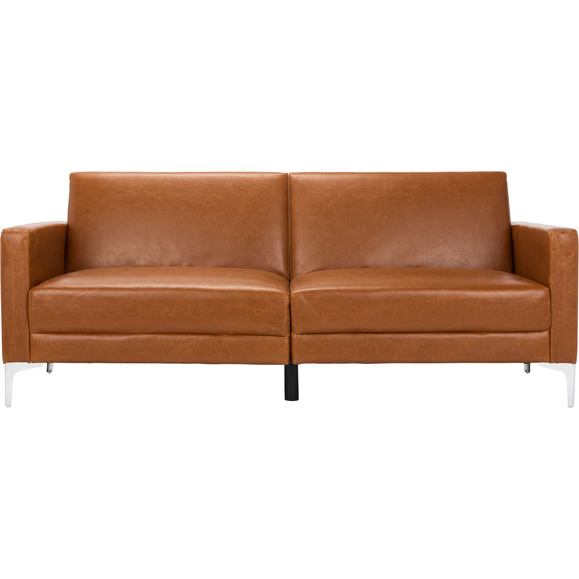Charbel Foldable Futon Bed Cognac/Chrome - Froy.com