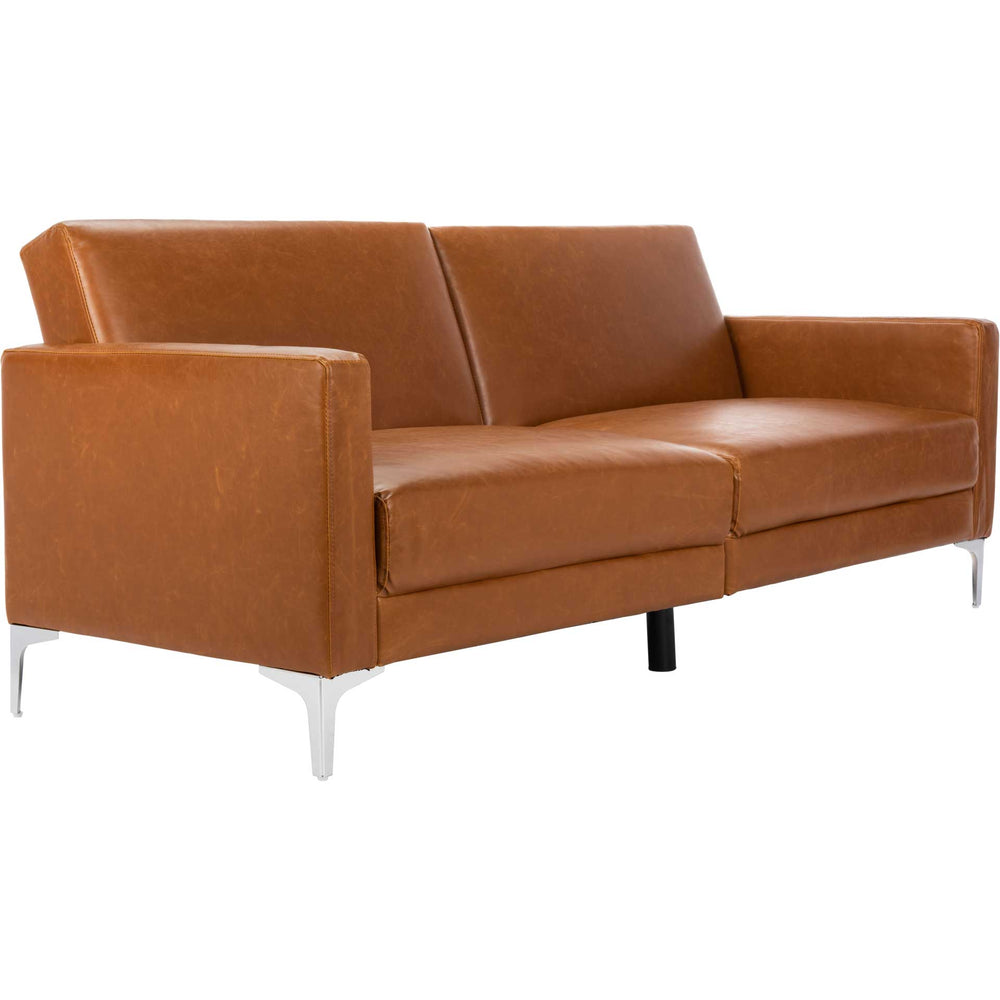 Charbel Foldable Futon Bed Cognac/Chrome - Froy.com