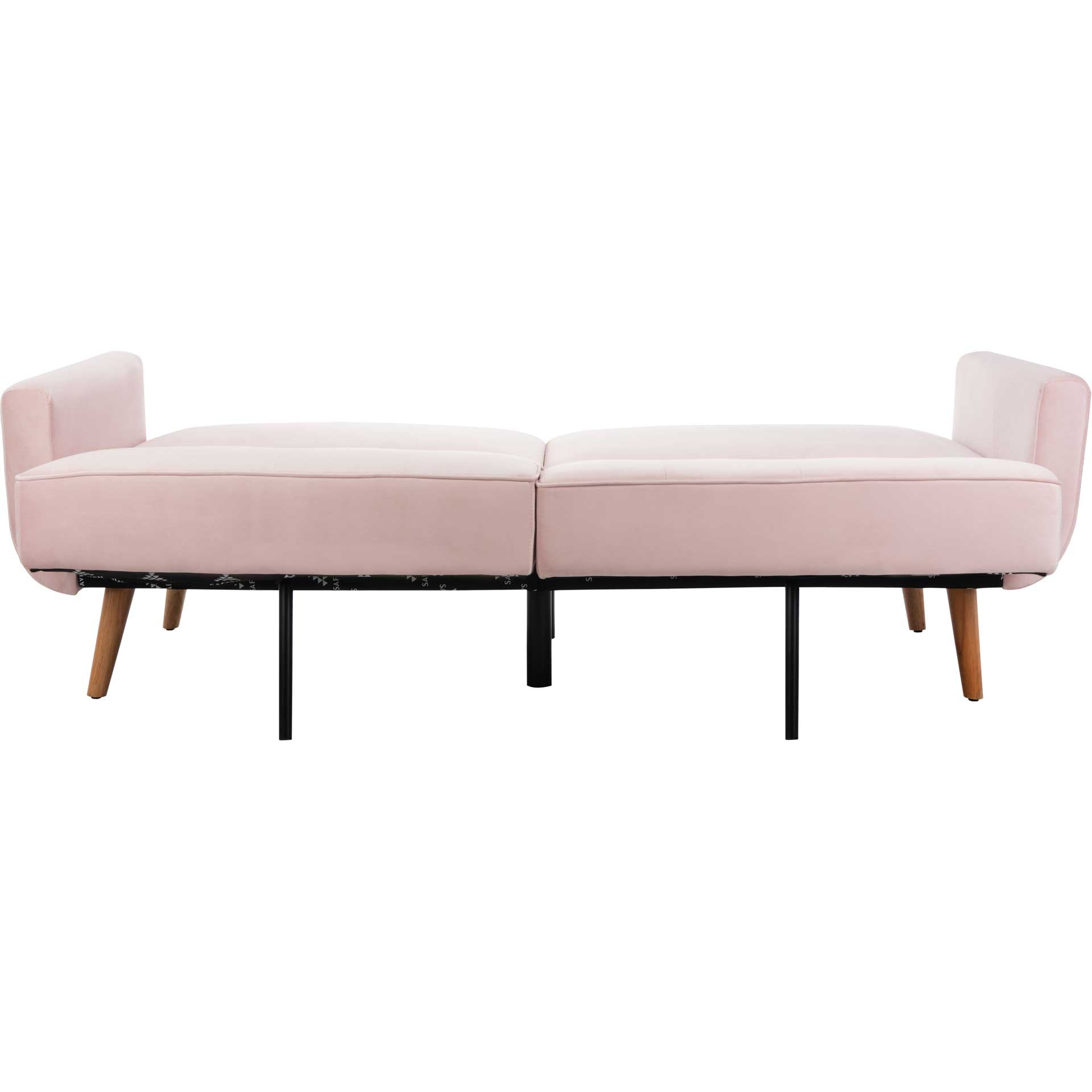 Burke Foldable Futon Bed Pink Velvet/Natural - Froy.com