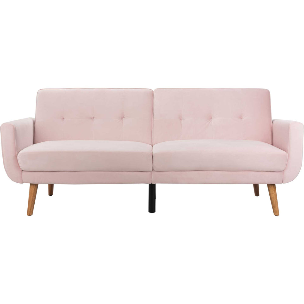 Burke Foldable Futon Bed Pink Velvet/Natural - Froy.com