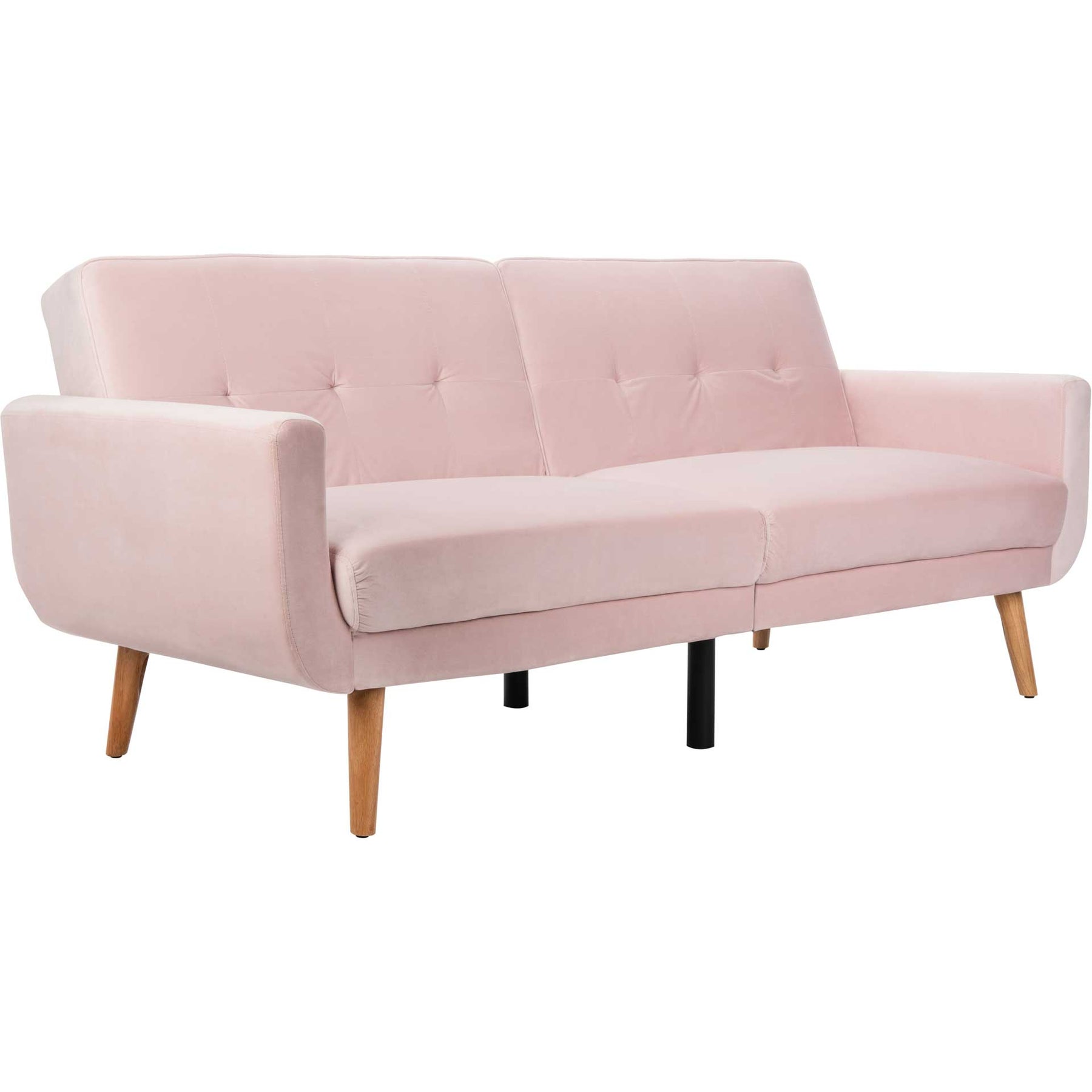 Burke Foldable Futon Bed Pink Velvet/Natural - Froy.com