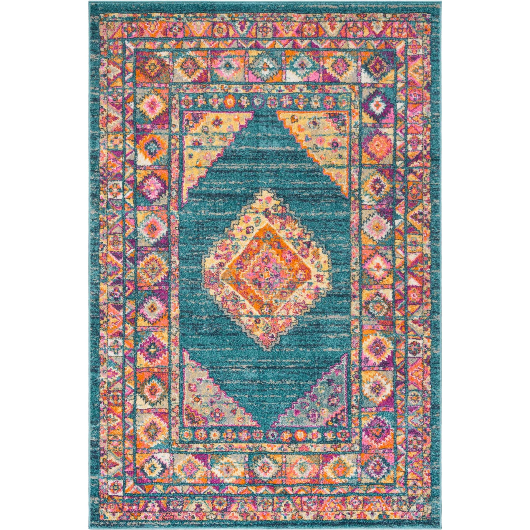 Madison Light Blue/Orange Area Rug - Froy.com