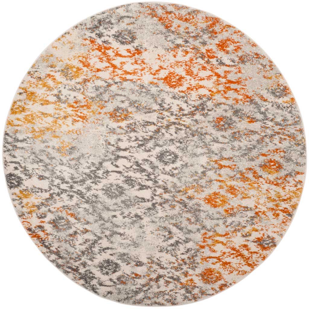 Madison Cream/Orange Round Rug - Froy.com