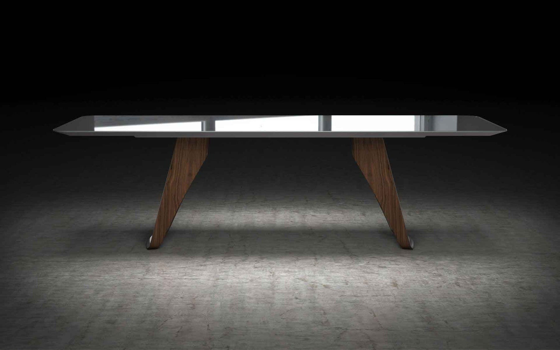 Preston Dining Table Titanium Glass/Walnut - Froy.com