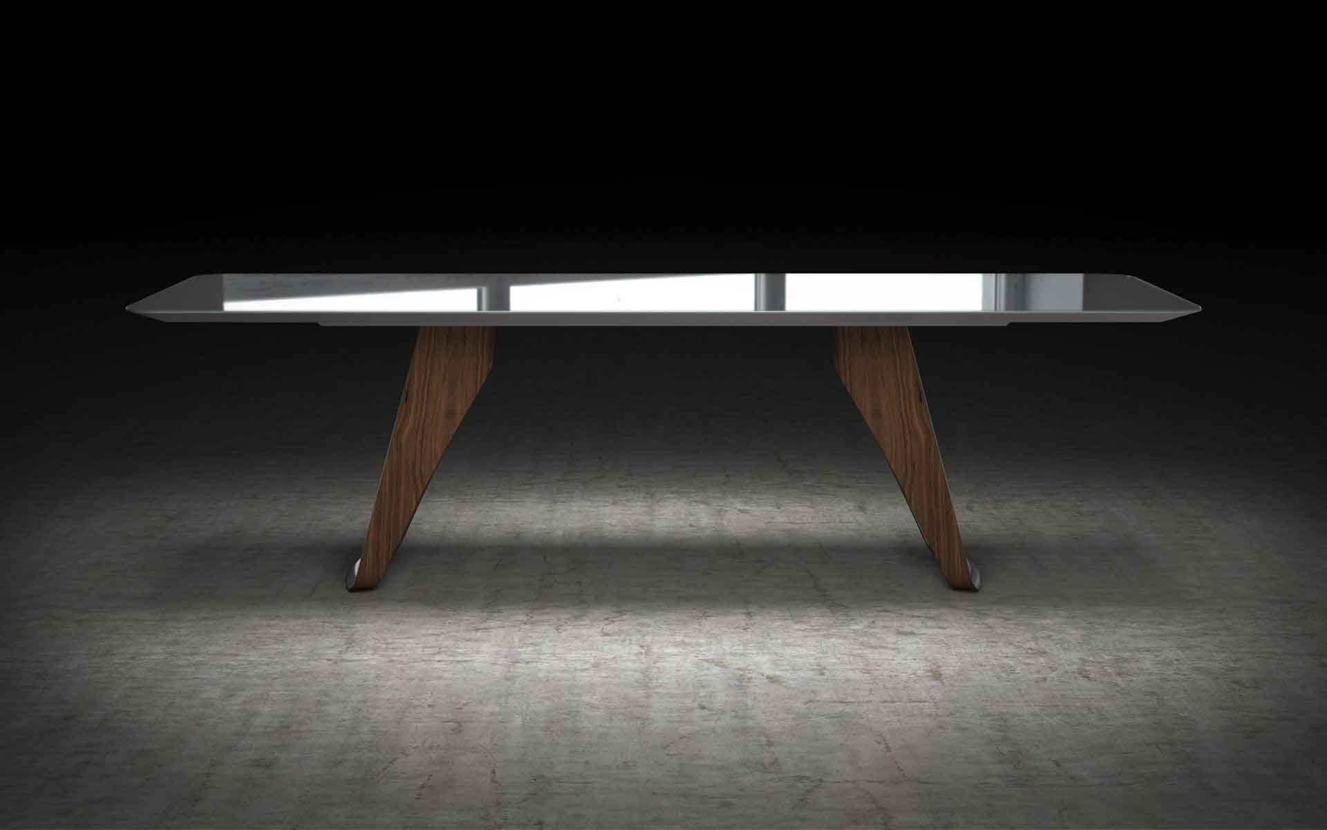 Preston Dining Table Titanium Glass/Walnut - Froy.com