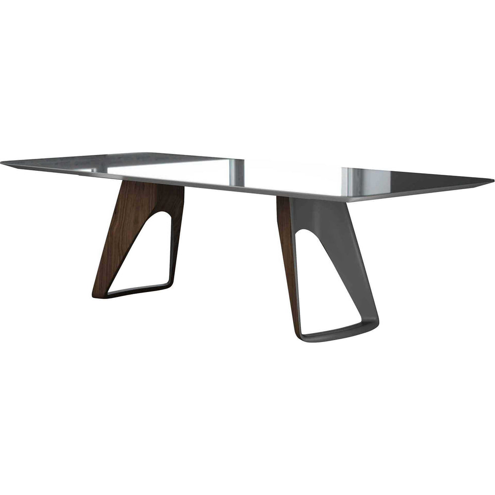 Preston Dining Table Titanium Glass/Walnut - Froy.com