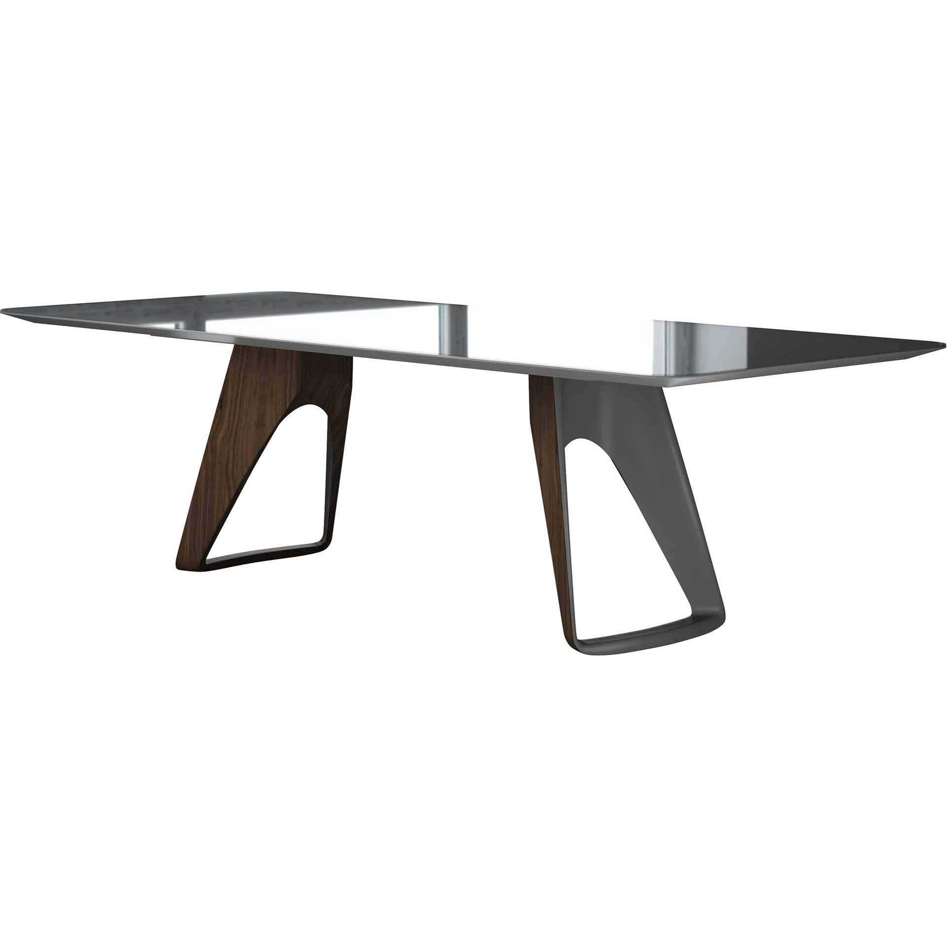 Preston Dining Table Titanium Glass/Walnut - Froy.com