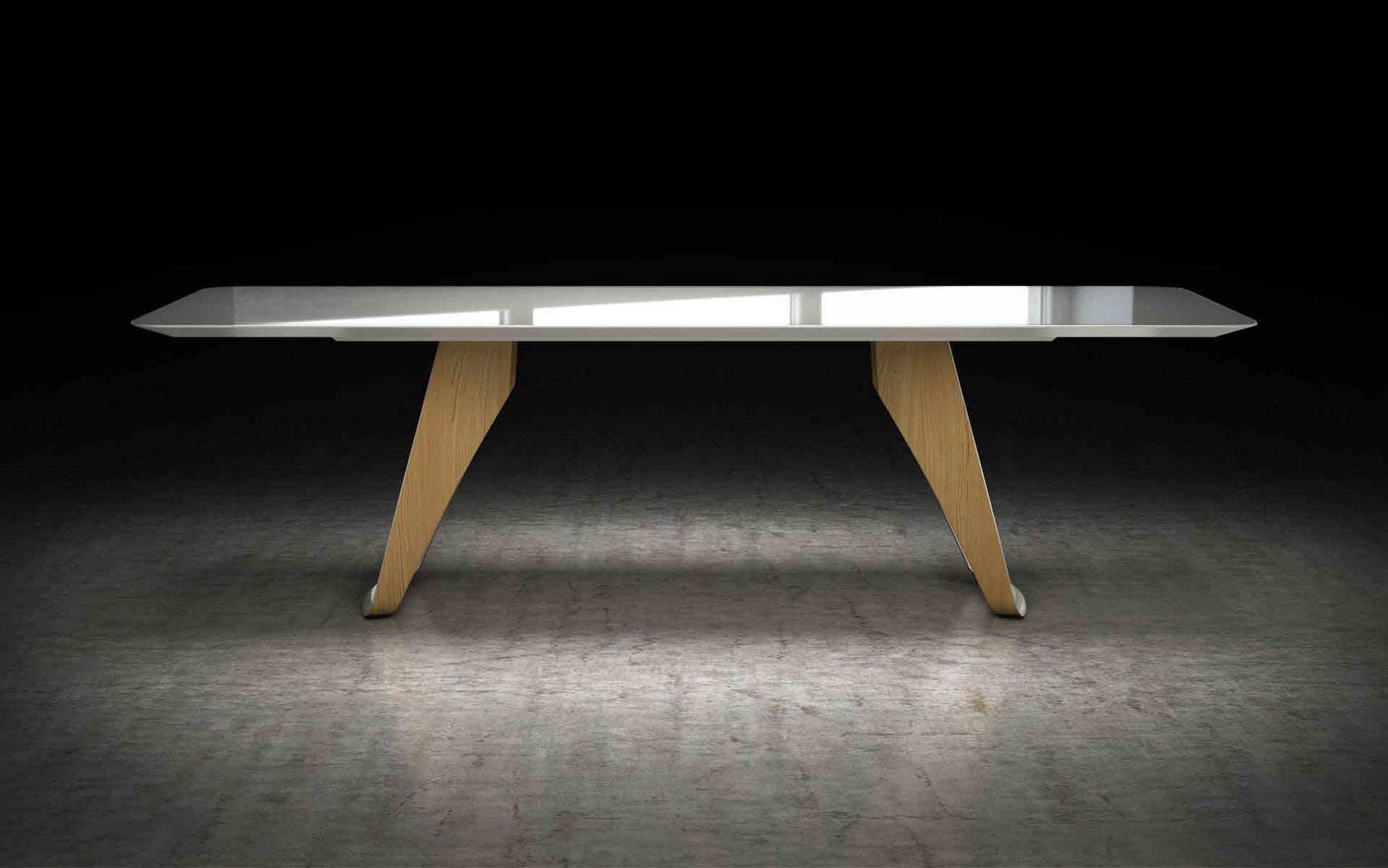 Preston Dining Table Almond Glass/Natural Oak - Froy.com