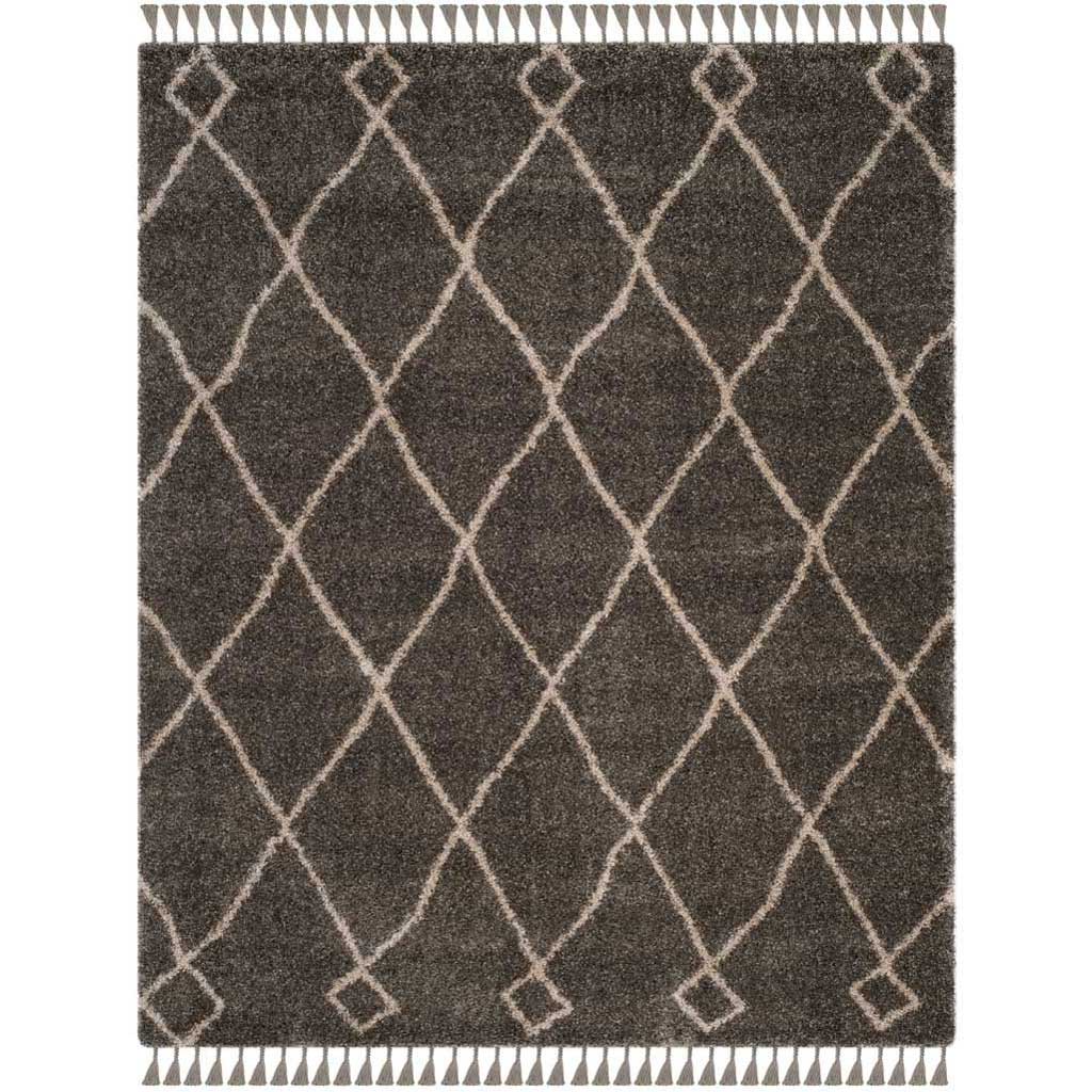 Moroccan Diamond Fringe Shag Gray/Cream Area Rug - Froy.com
