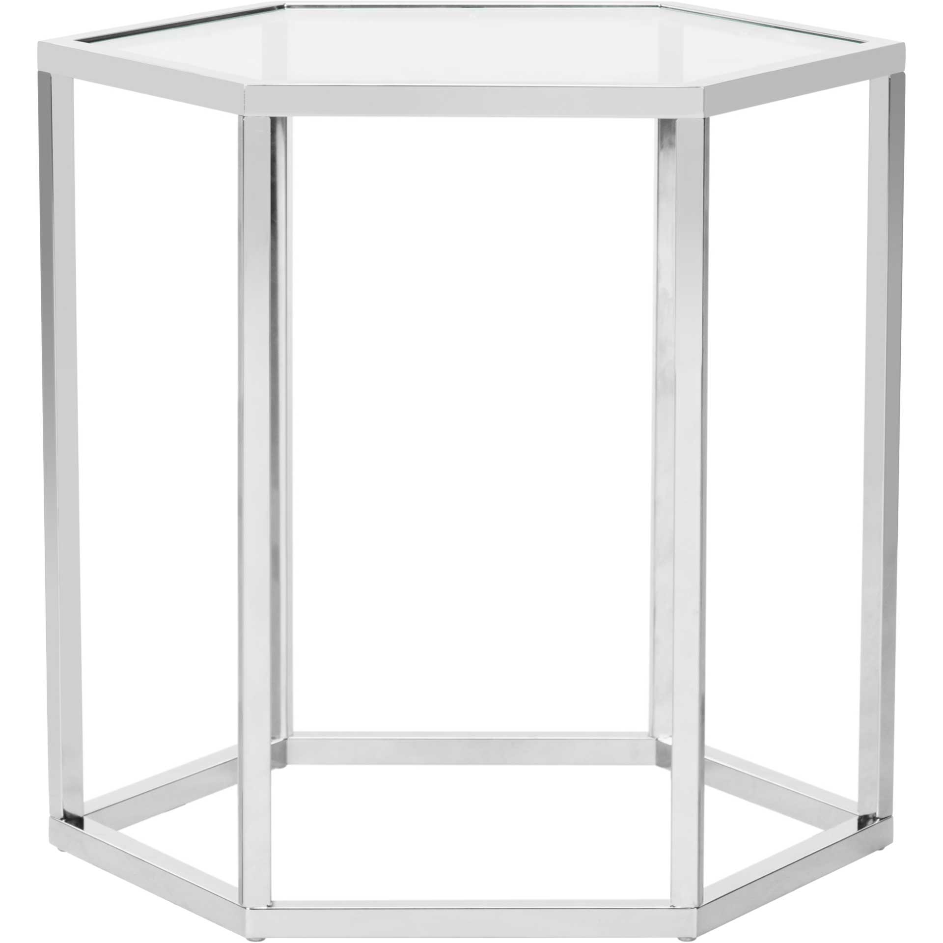 Teegan Glass End Table Chrome - Froy.com