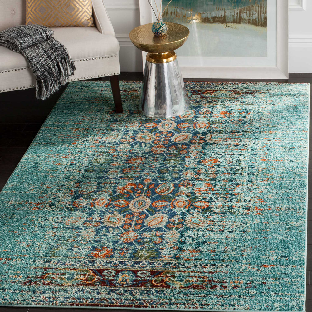 Monaco Washed Blue/Multi Area Rug - Froy.com