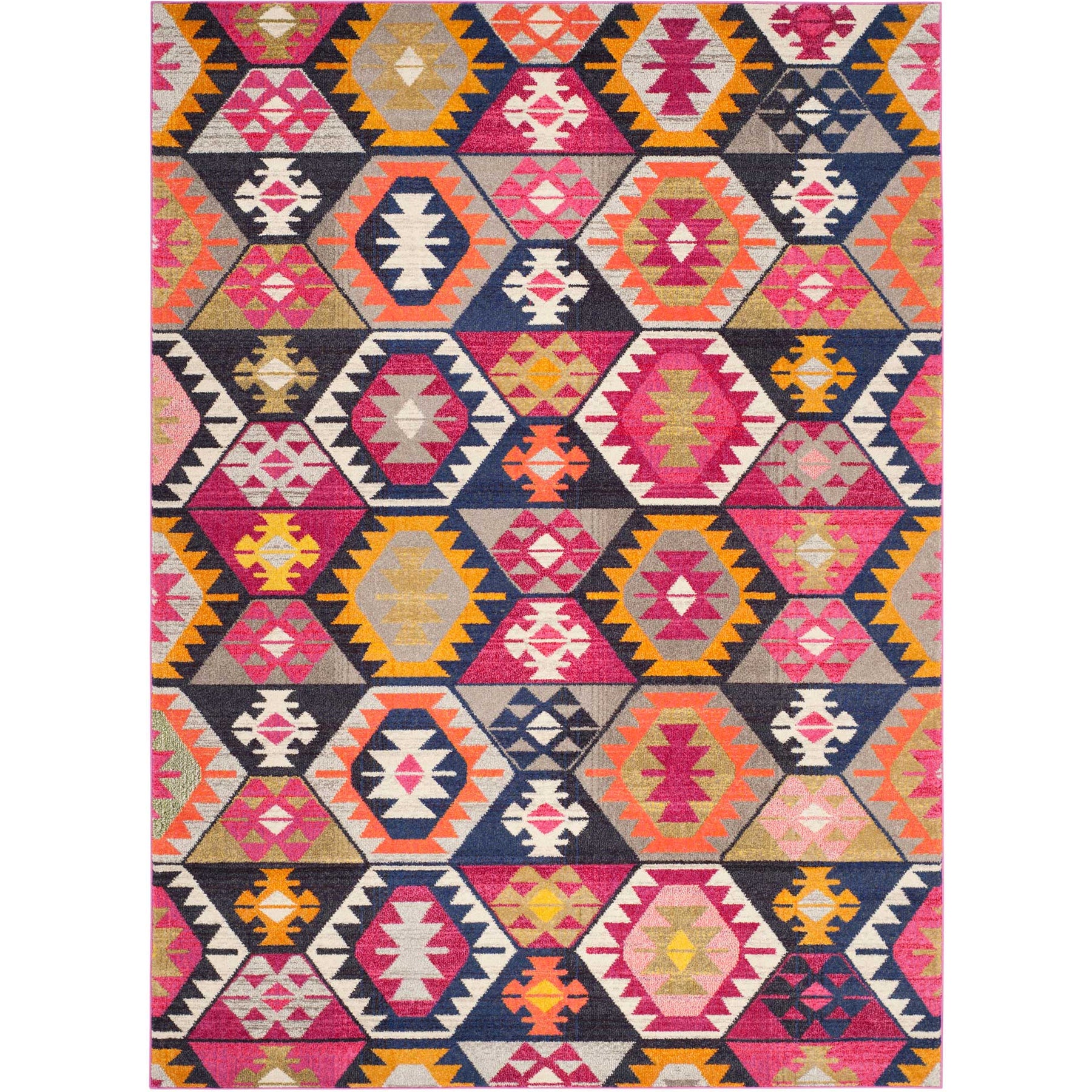 Monaco Fuchsia/Multi Area Rug - Froy.com