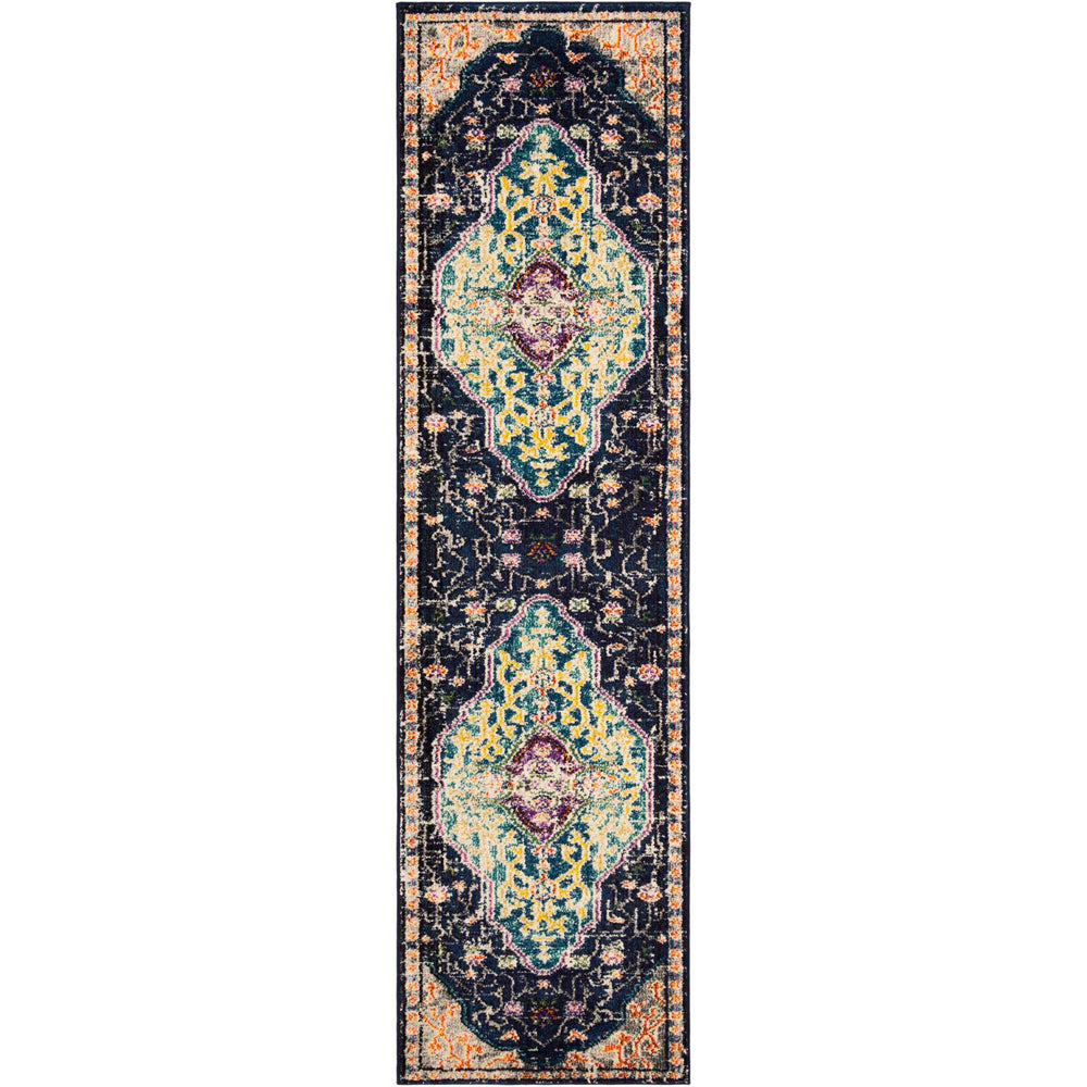 Monaco Black/Blue/Gray Runner Rug - Froy.com