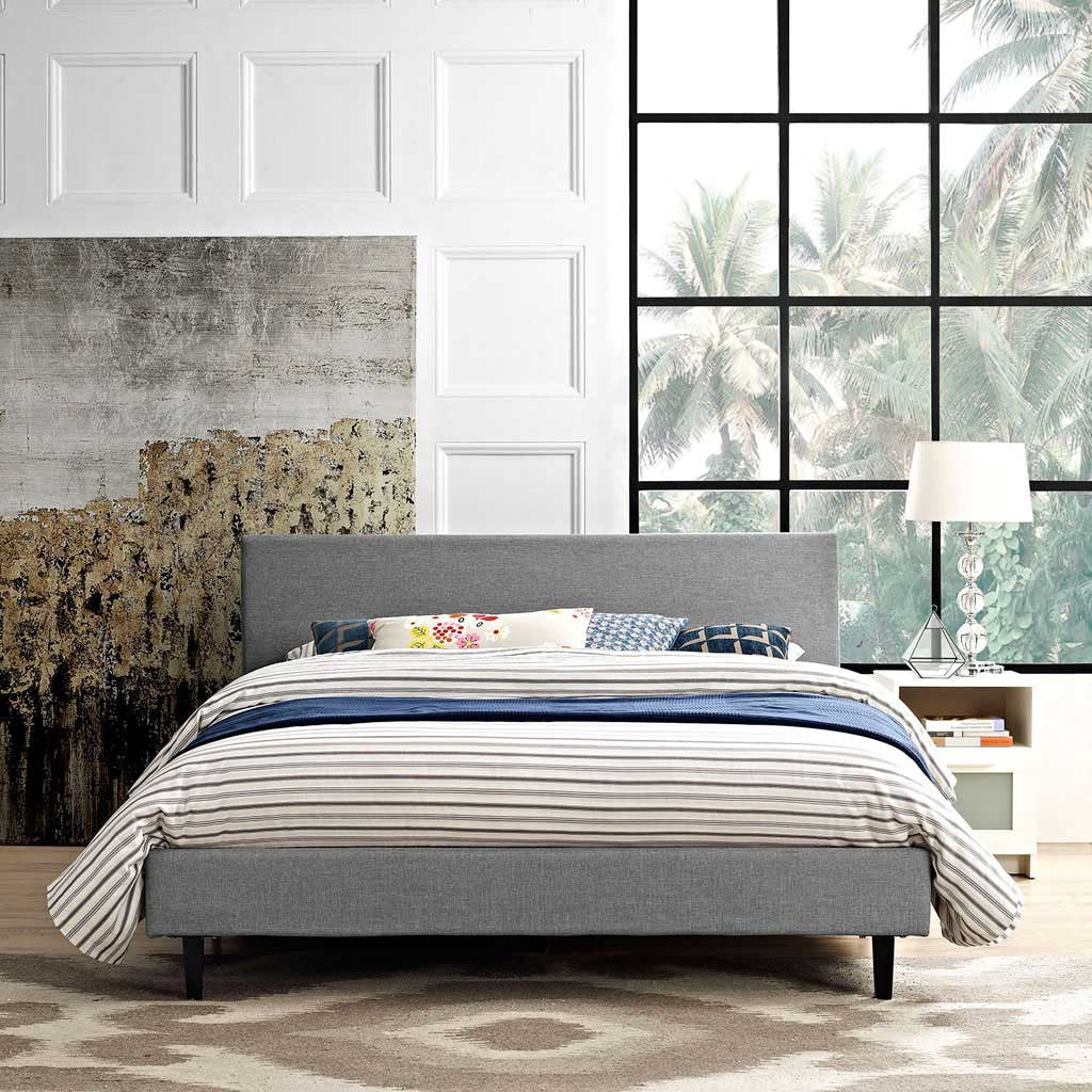 Alwyn Fabric Bed Light Gray - Froy.com