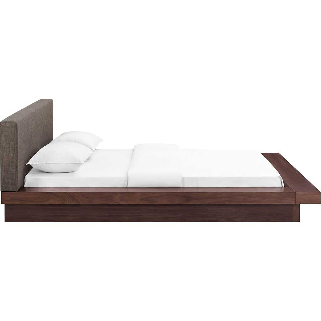 Freyja Fabric Platform Bed Walnut/Brown - Froy.com