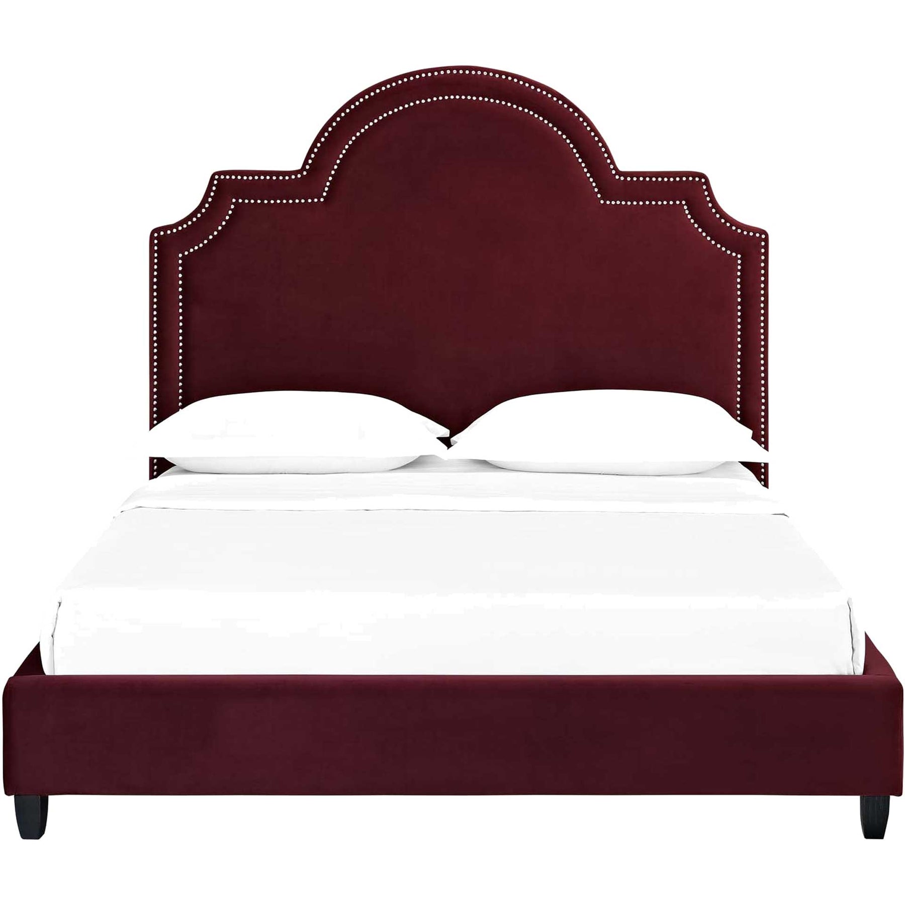 Patrick Velvet Platform Bed Maroon - Froy.com
