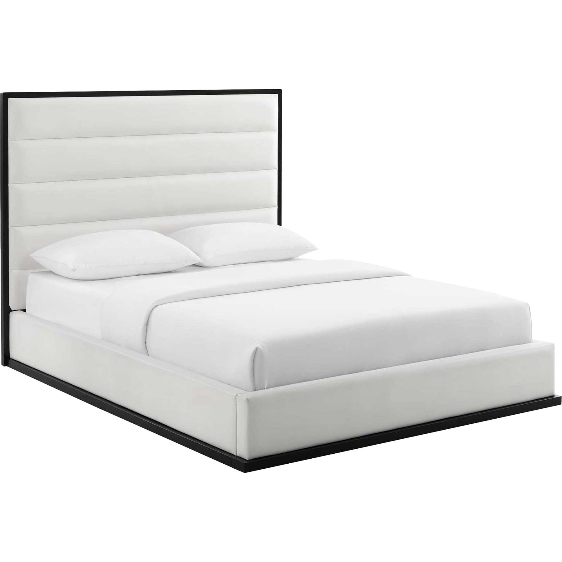 Asher Faux Leather Leather Platform Bed White - Froy.com