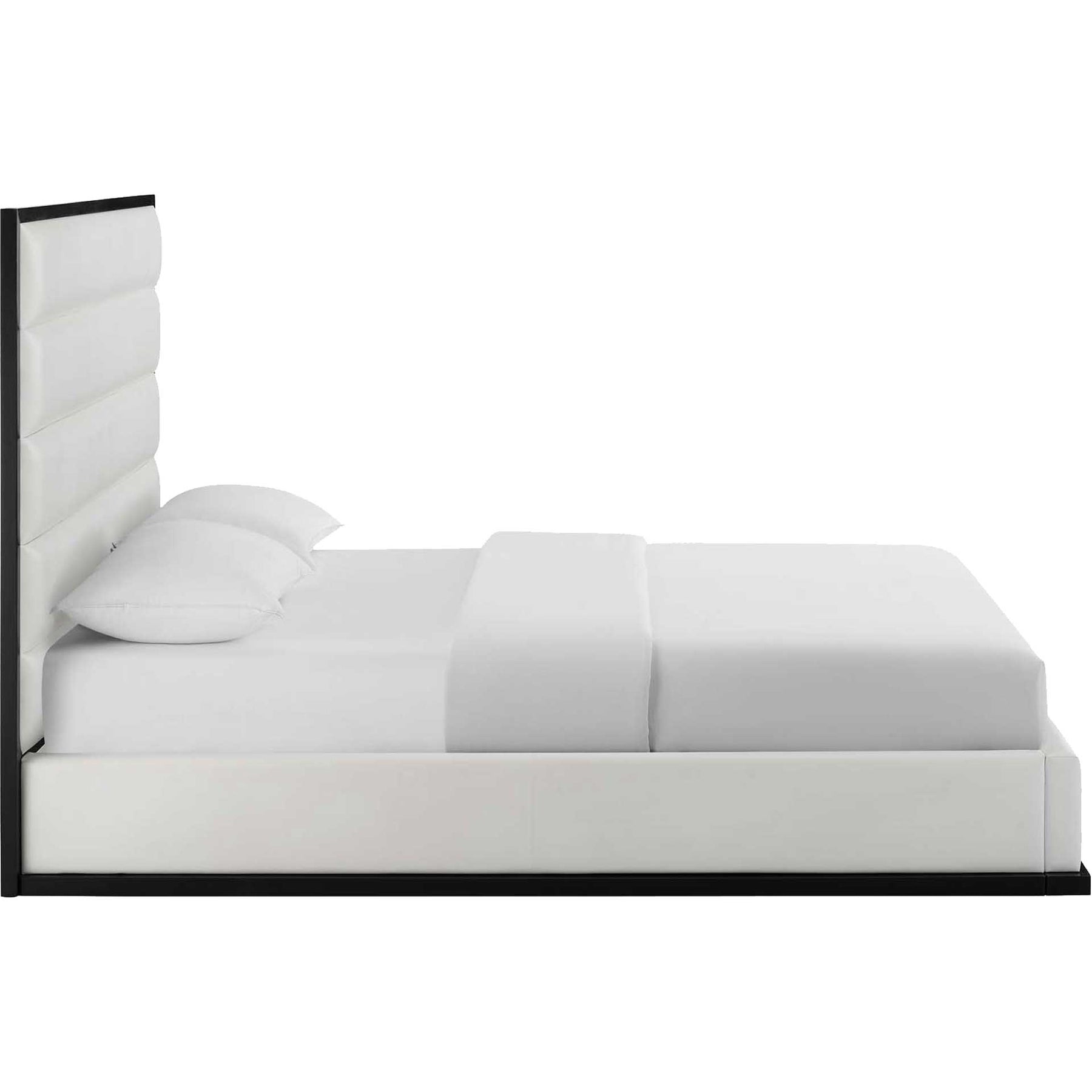 Asher Faux Leather Leather Platform Bed White - Froy.com