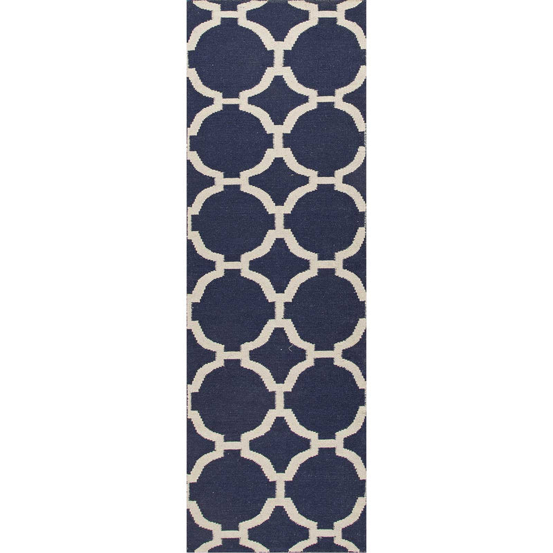 Maroc Rafi Deep Navy/Antique White Runner Rug - Froy.com