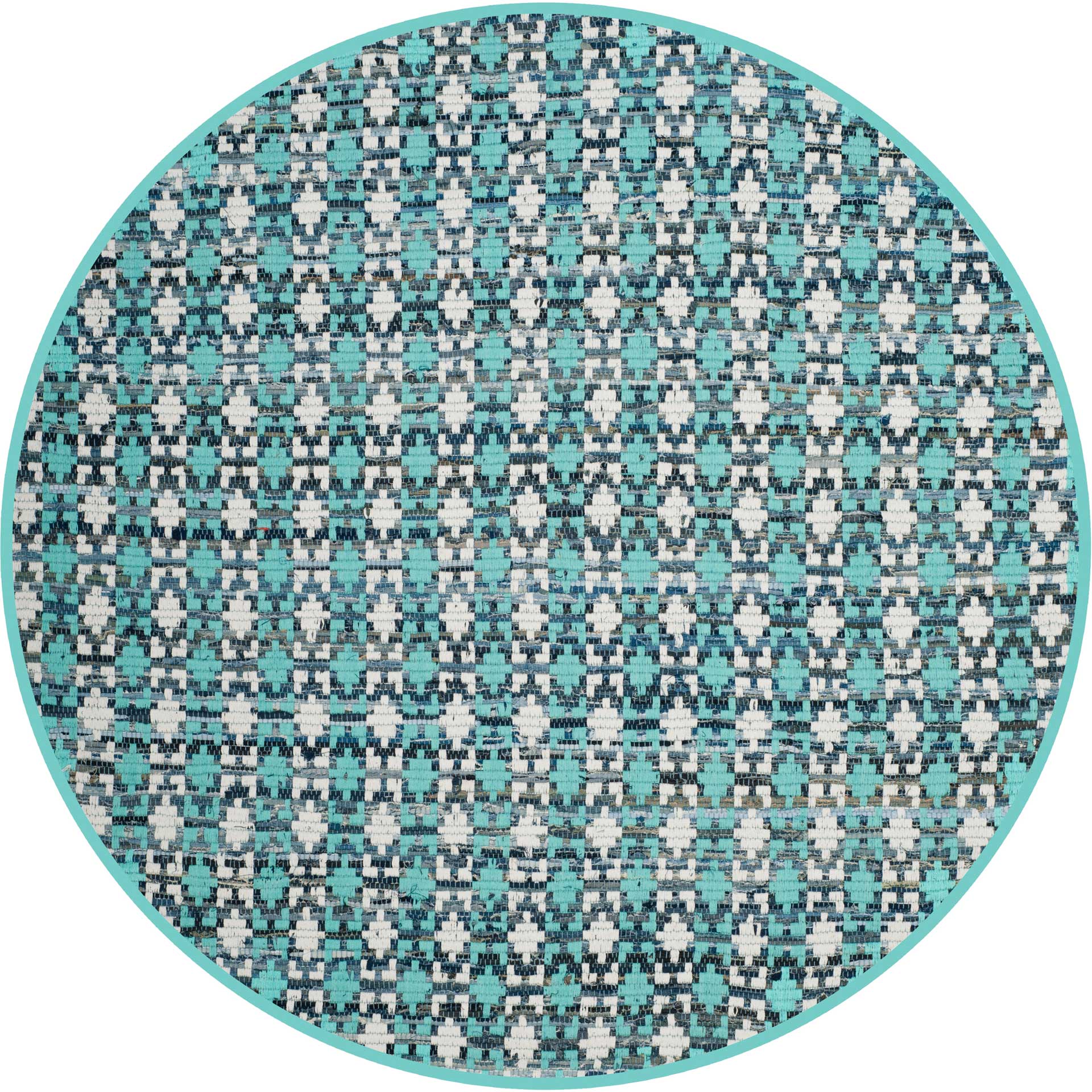 Montauk Mosaic Turquoise/Multi Round Rug - Froy.com
