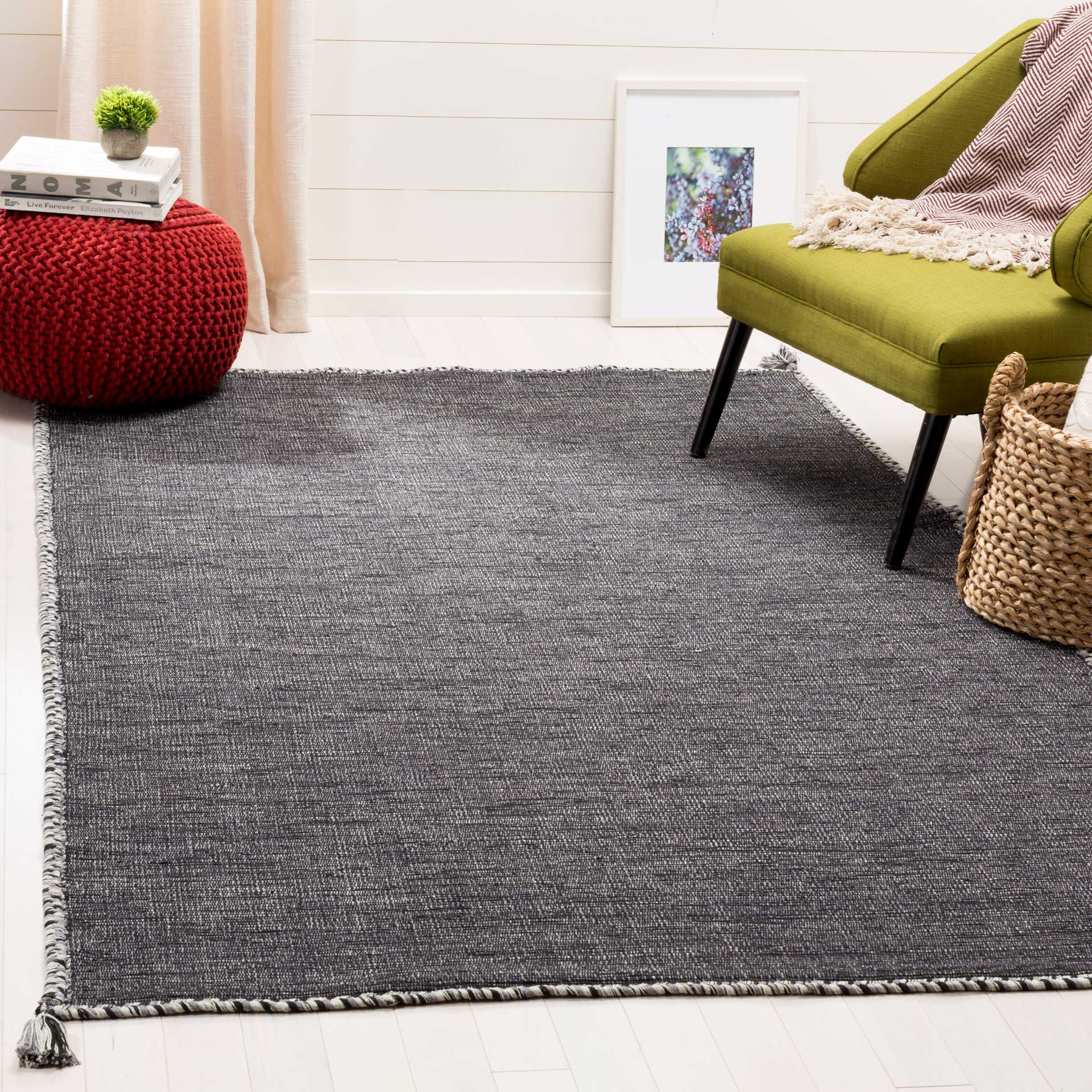 Montauk Washed Gray/Black Area Rug - Froy.com