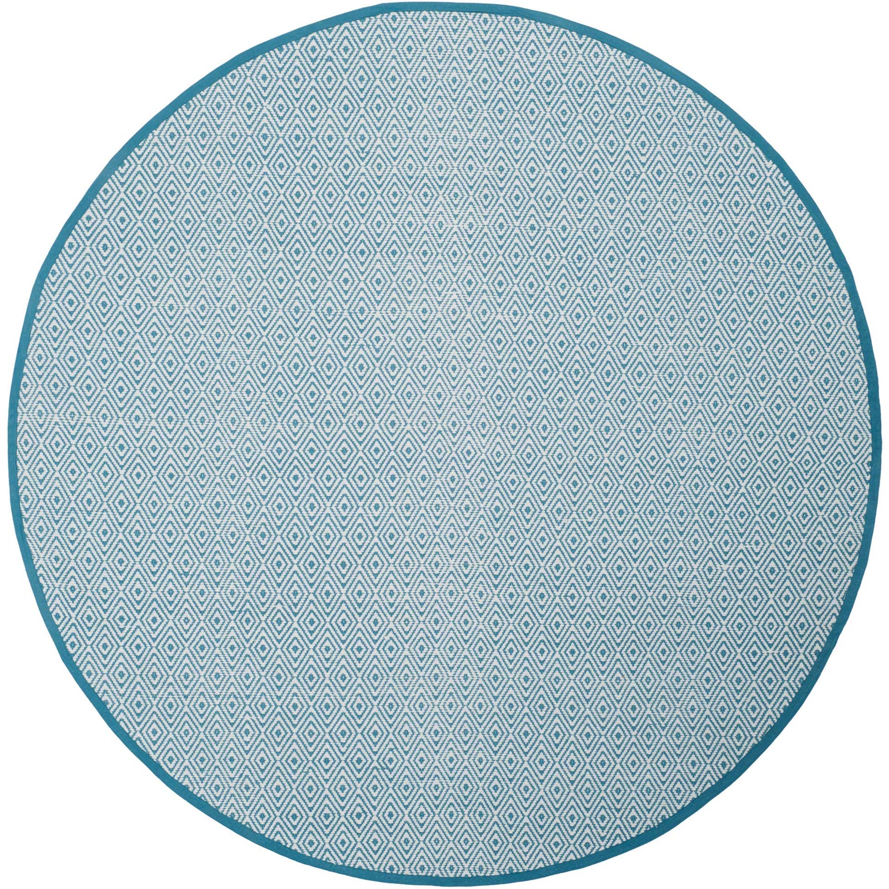 Montauk Geometry Ivory/Light Blue Round Rug - Froy.com