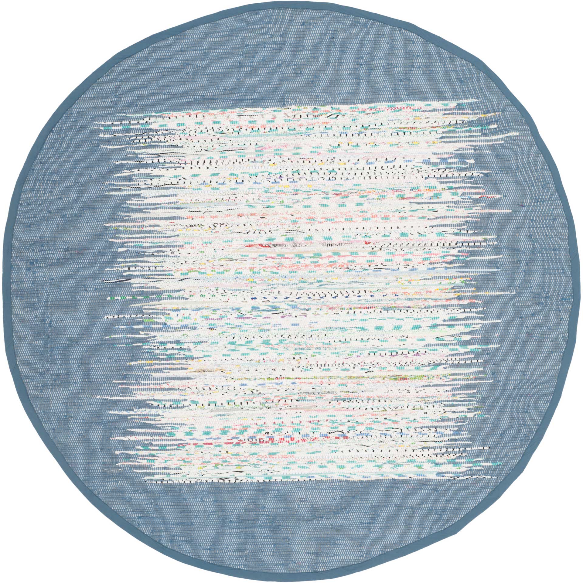 Montauk Border Ivory/Dark Blue Round Rug - Froy.com
