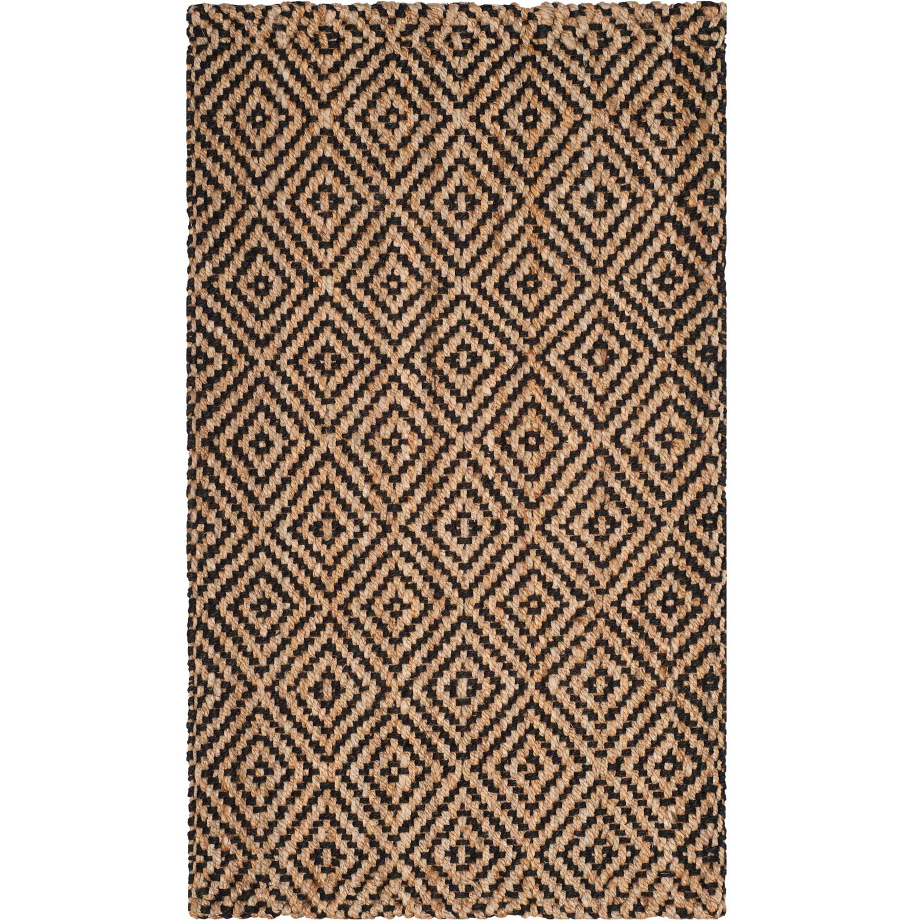 Natural Fiber Diamond Natural/Black Area Rug - Froy.com