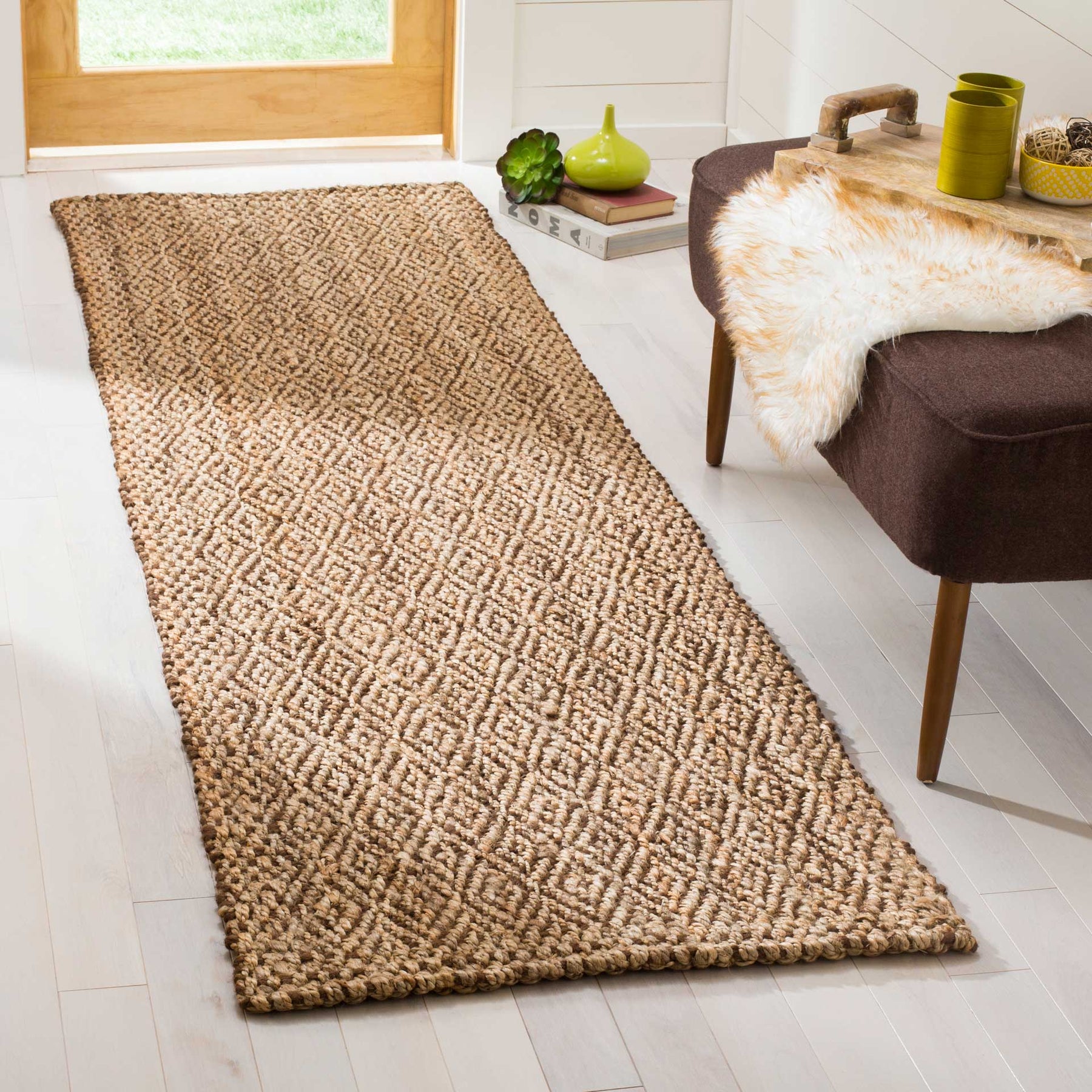 Natural Fiber Natural/Brown Runner Rug - Froy.com