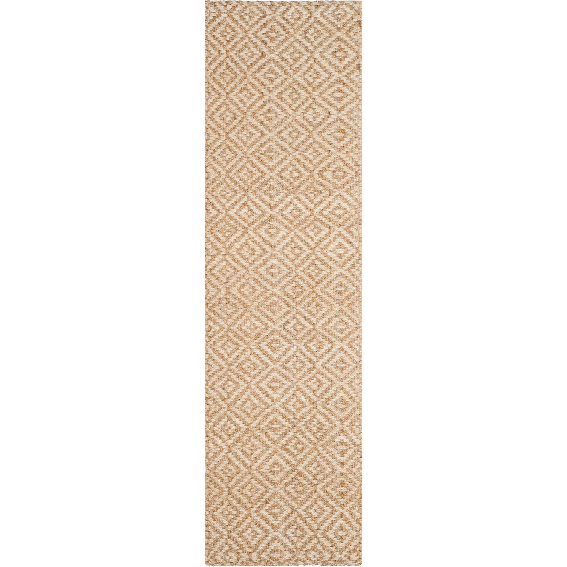 Natural Fiber Diamond Ivory/Natural Runner Rug - Froy.com
