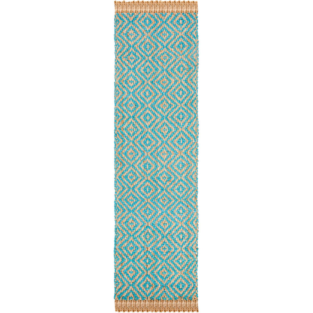 Natural Fiber Turquoise/Natural Runner Rug - Froy.com