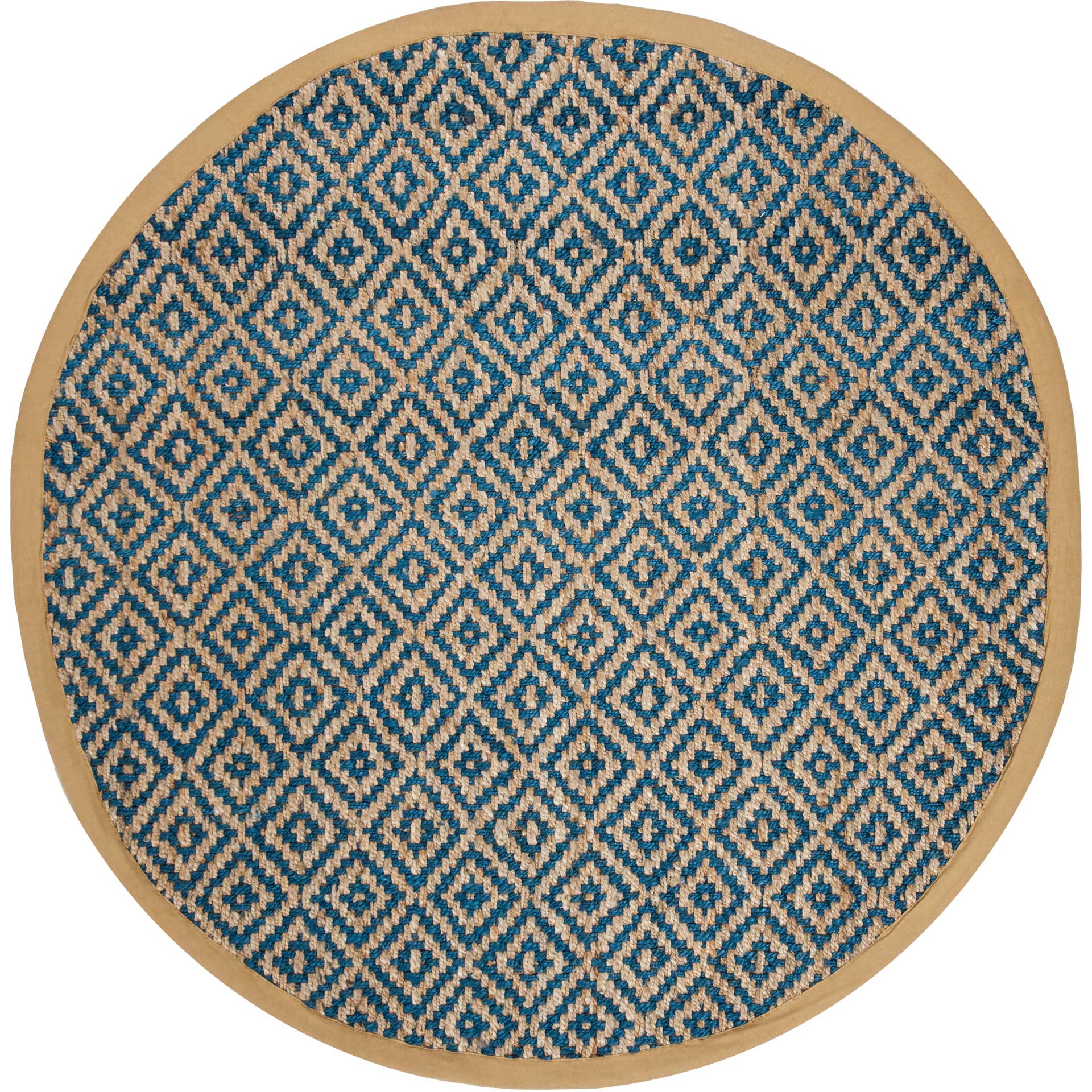 Natural Fiber Tropical Blue/Natural Round Rug - Froy.com