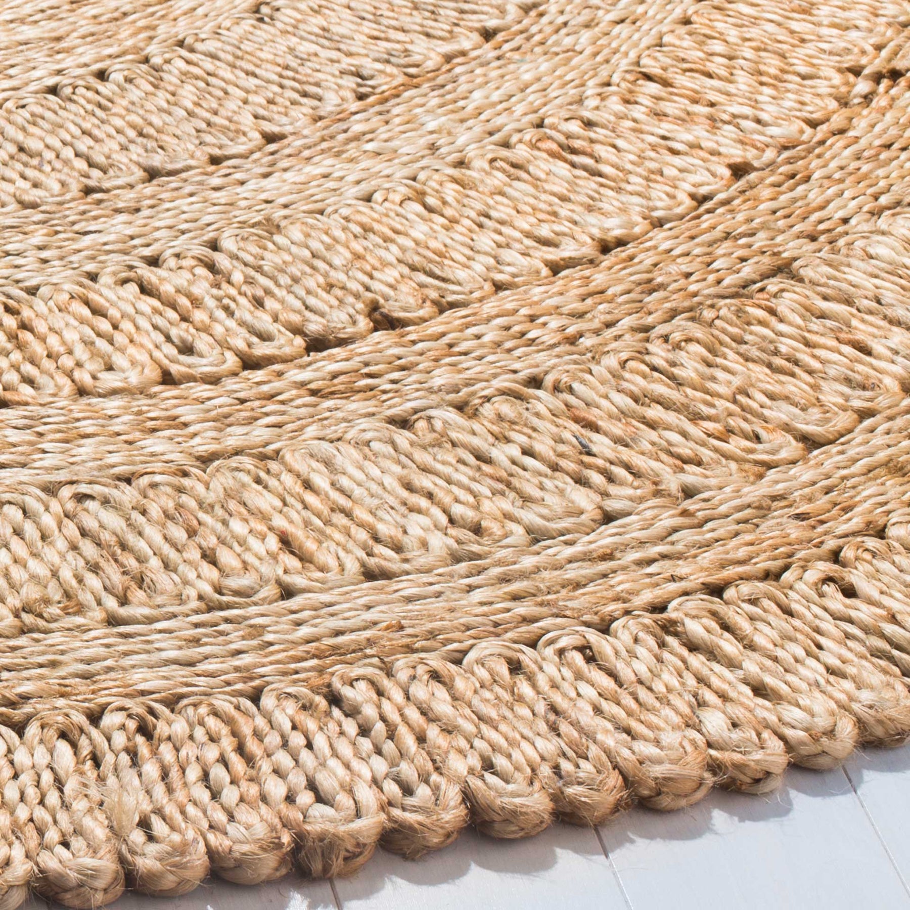 Natural Fiber Wave Natural Round Rug - Froy.com