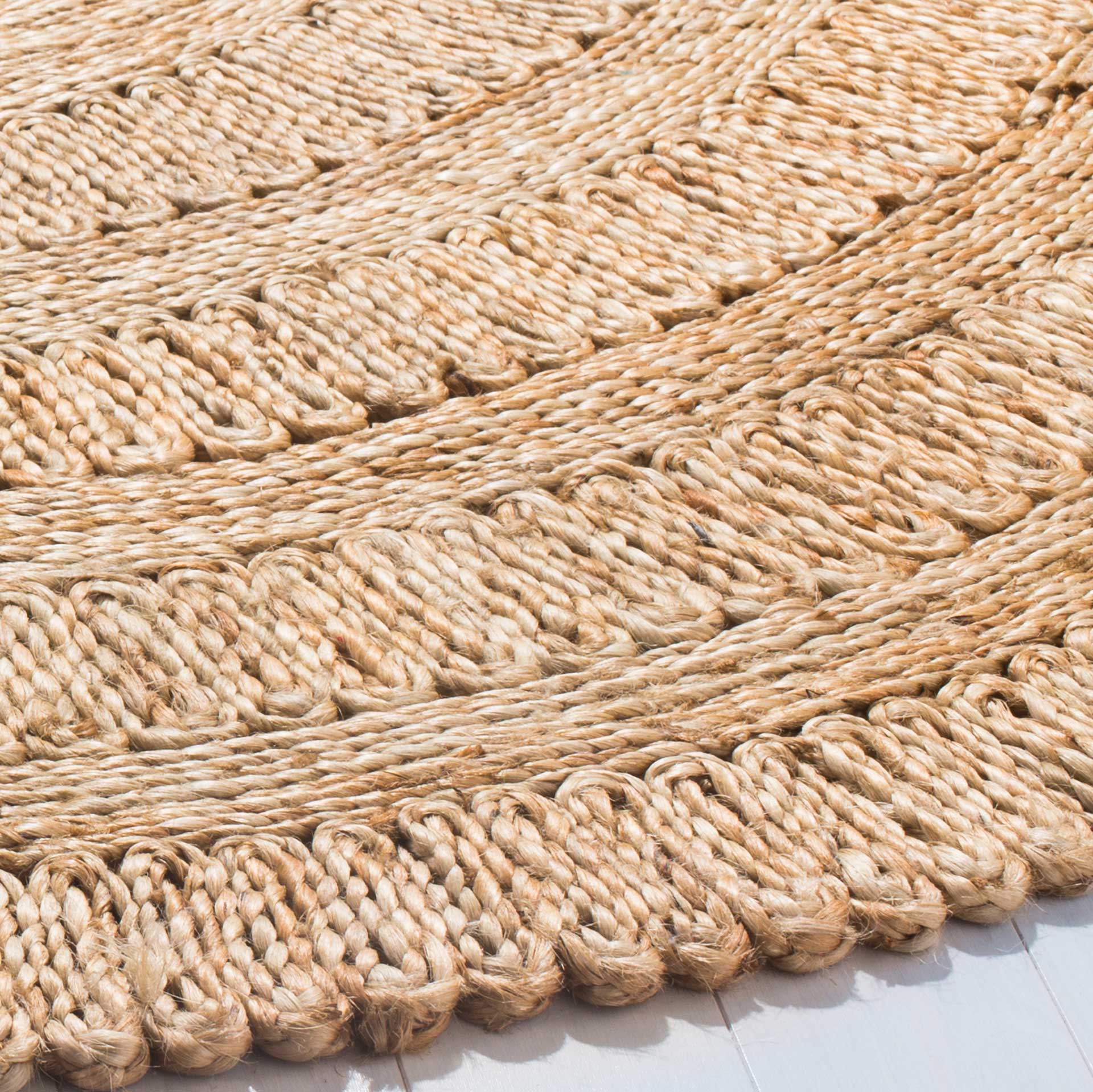Natural Fiber Wave Natural Round Rug - Froy.com
