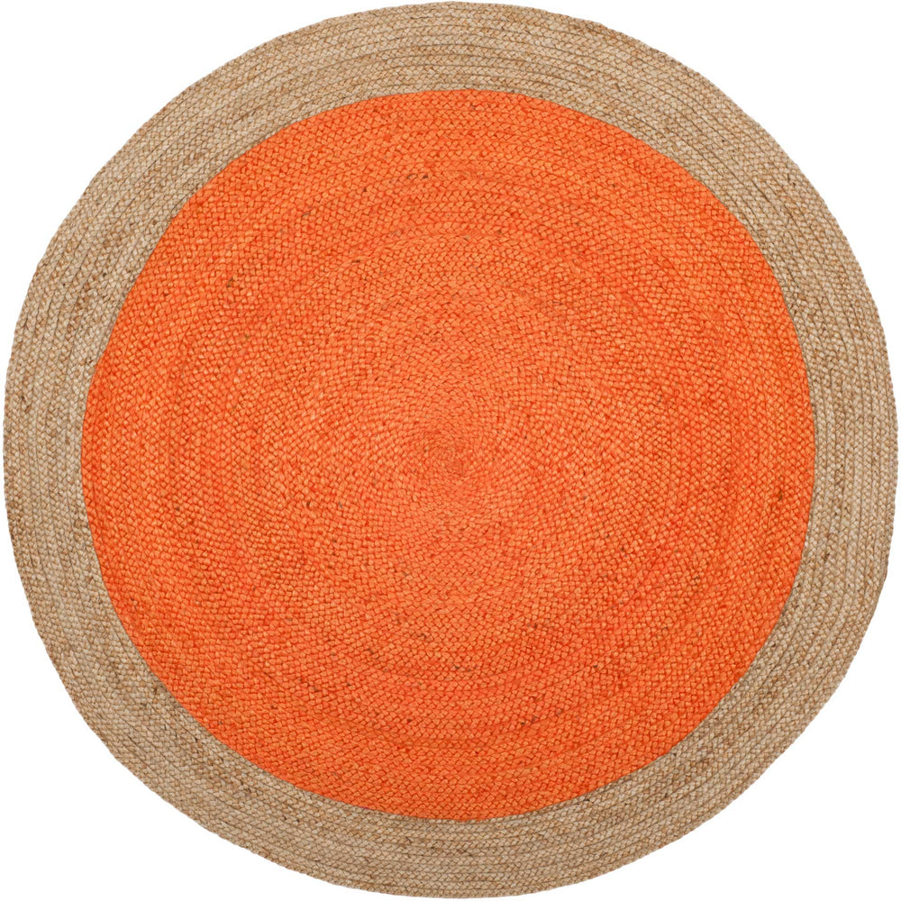Natural Fiber Orange/Natural Round Rug - Froy.com