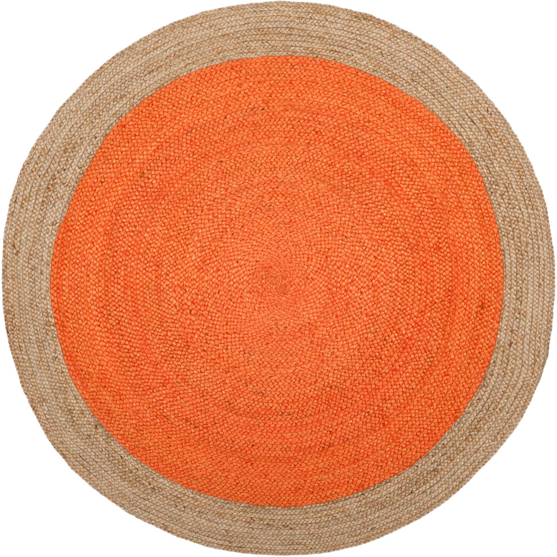 Natural Fiber Orange/Natural Round Rug - Froy.com