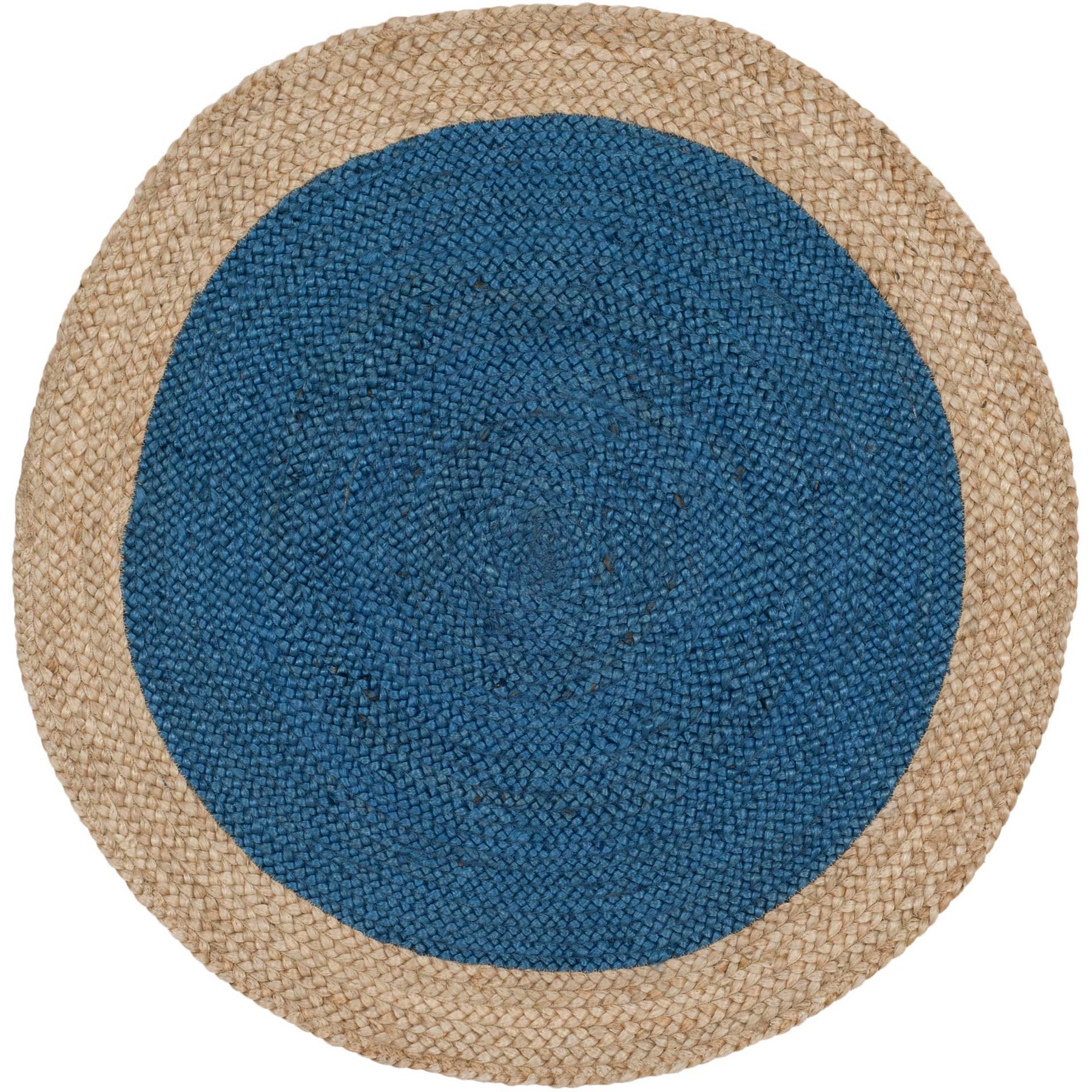 Natural Fiber Royal Blue/Natural Round Rug - Froy.com