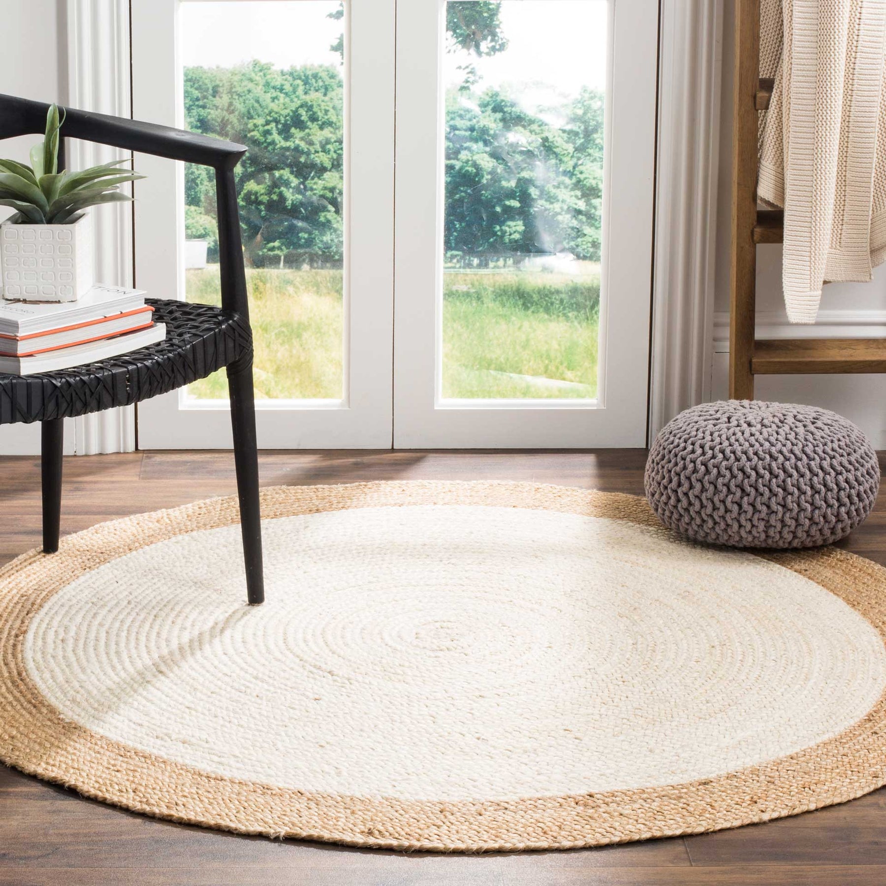 Natural Fiber Ivory/Natural Round Rug - Froy.com